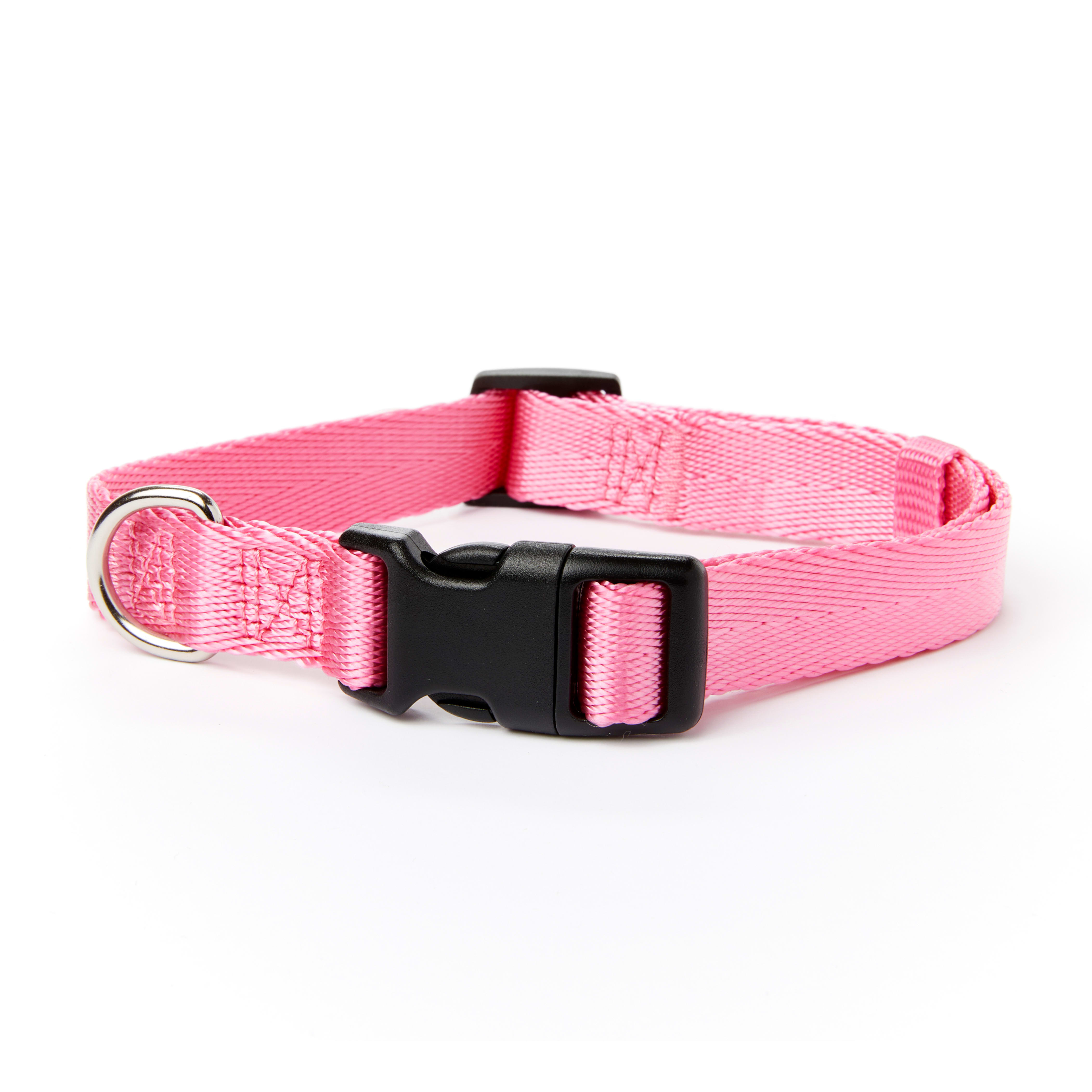YOULY Medium Pink Nylon Dog Collar - Adjustable & Durable