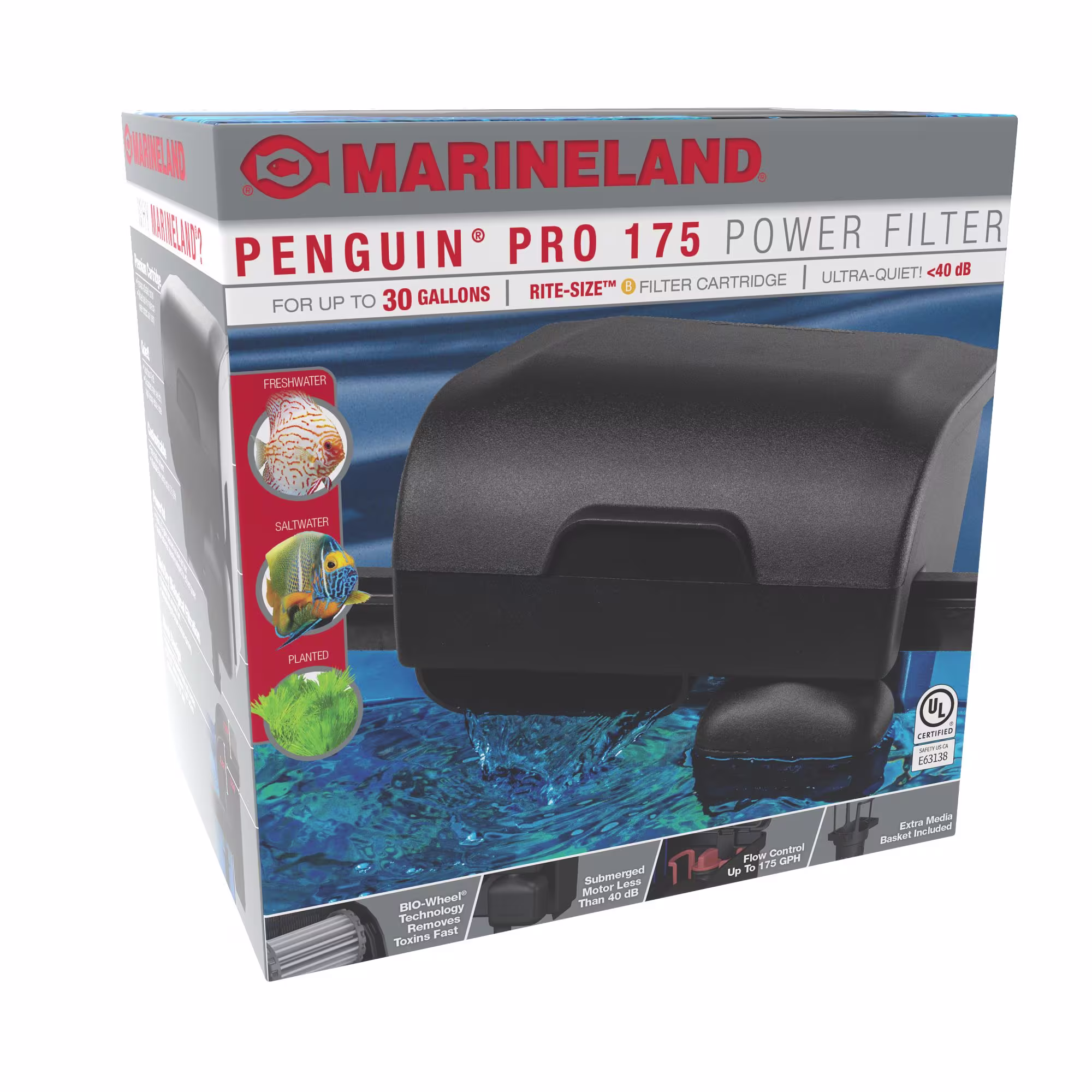 Marineland 175 Penguin PRO Power Filter, Multi-Stage Aquarium ...