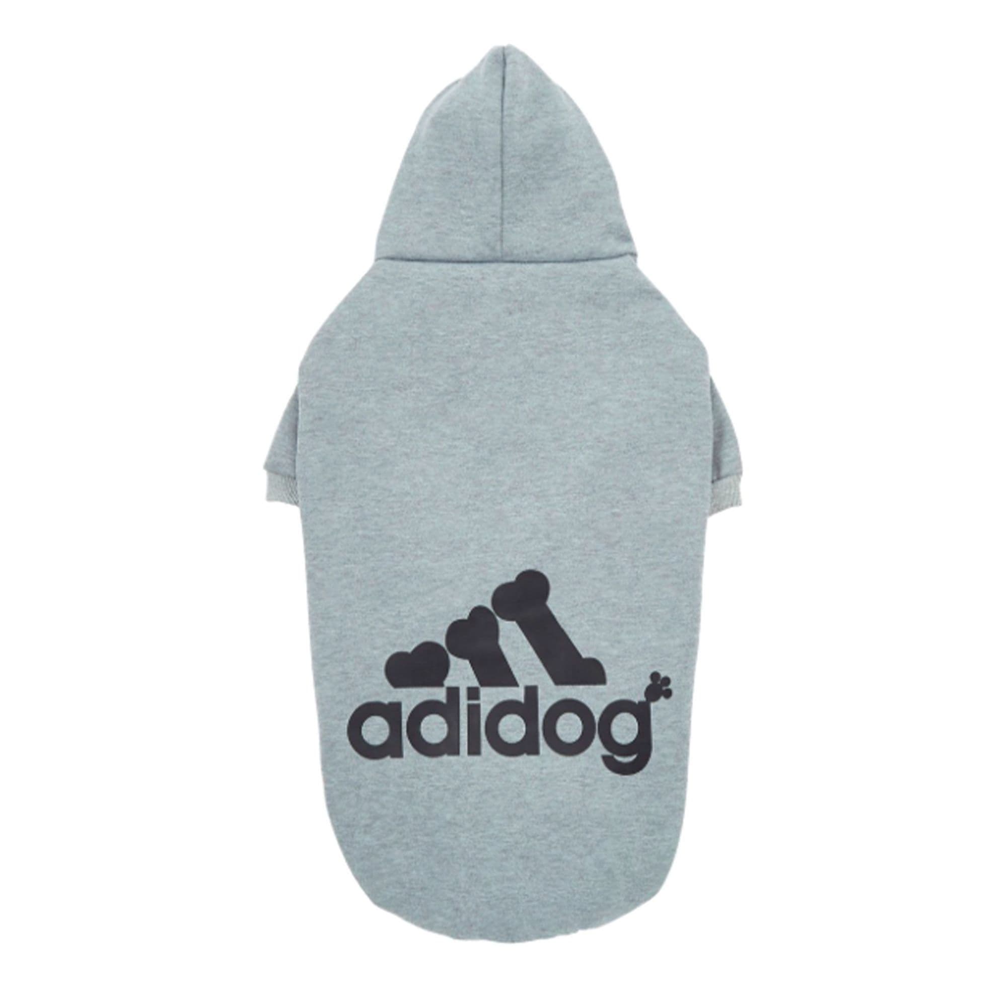 Fresh Pawz Grey Adidog Logo Fleece Dog Hoodie, Medium | Petco