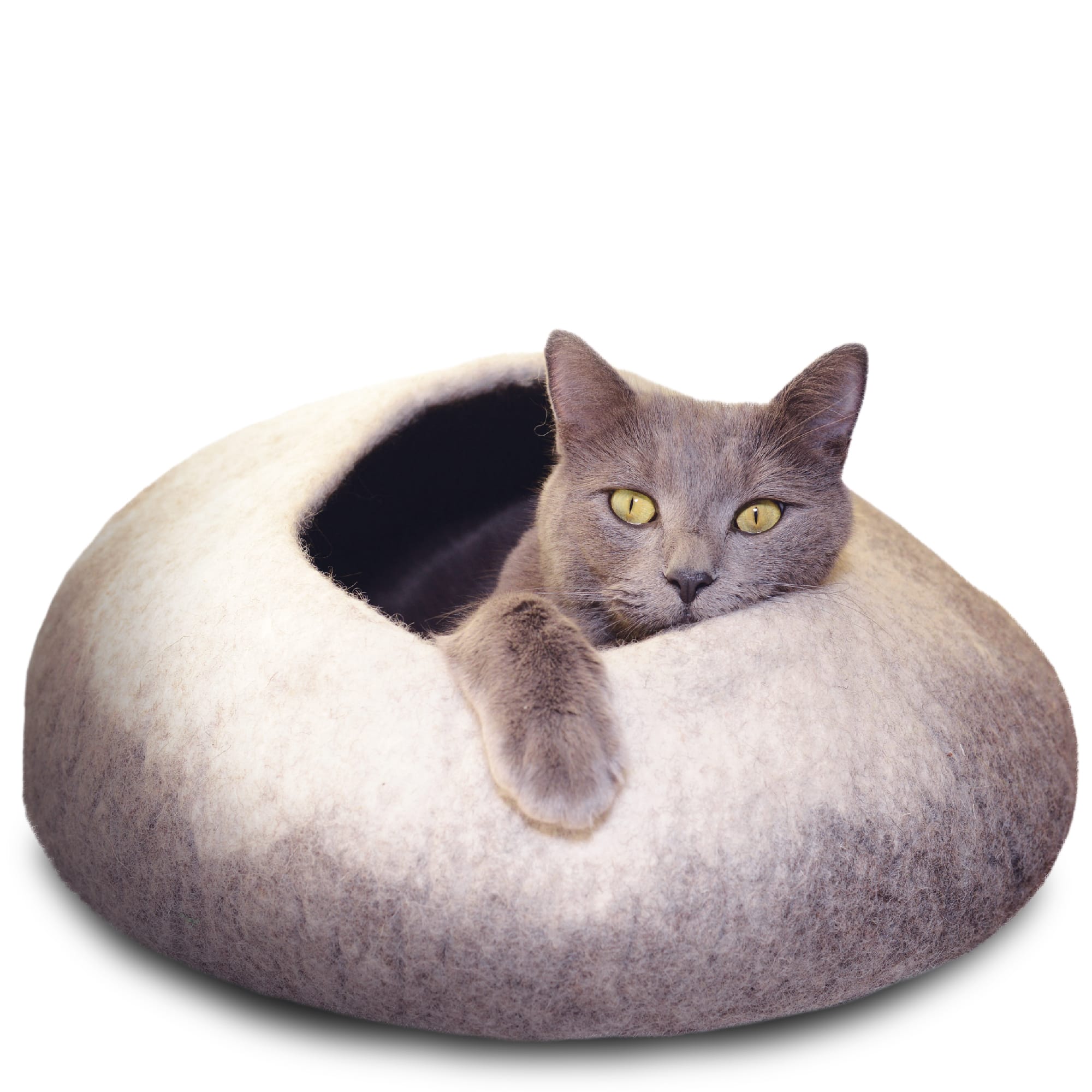Dharma Dog Karma Cat Ombre Natural Wool Pet Cave, 20" L X 14" W X 10" H ...