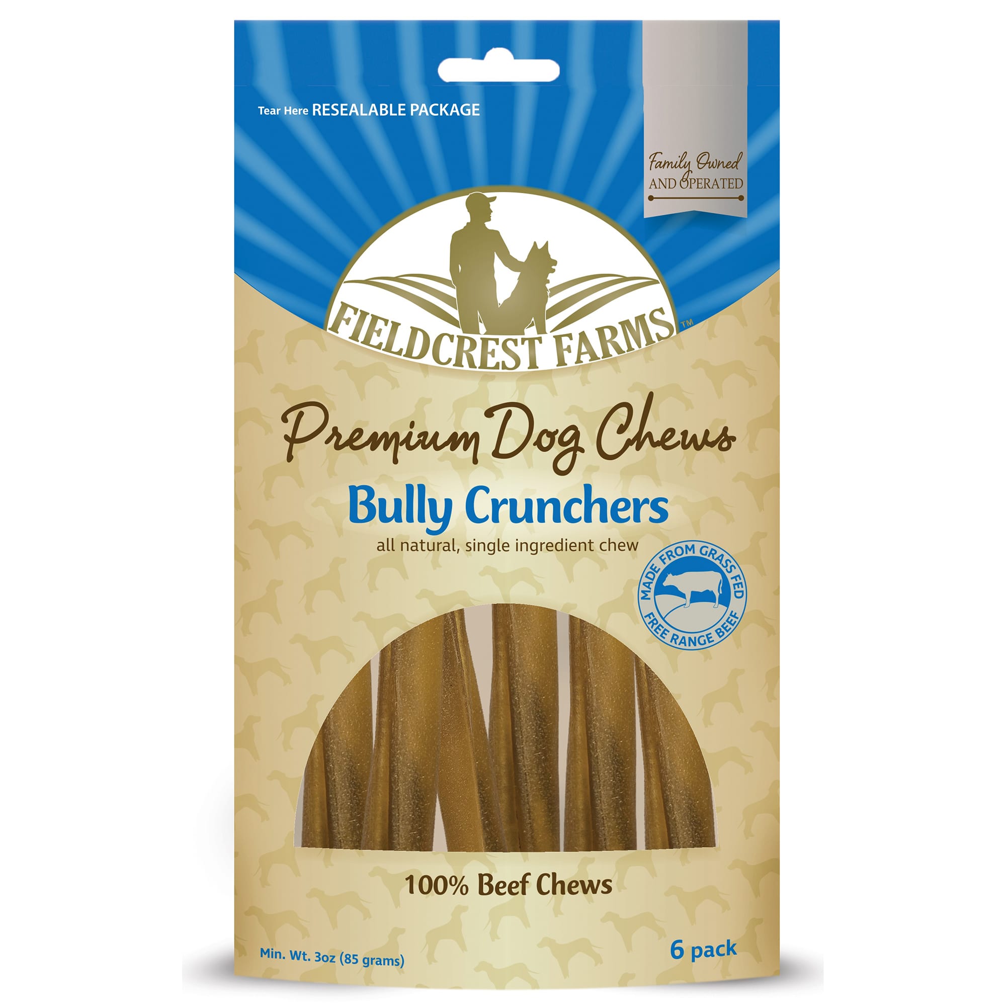 Fieldcrest Farms 6" Bully Crunchers Dog Chew, 3 oz., Pack of 6 | Petco