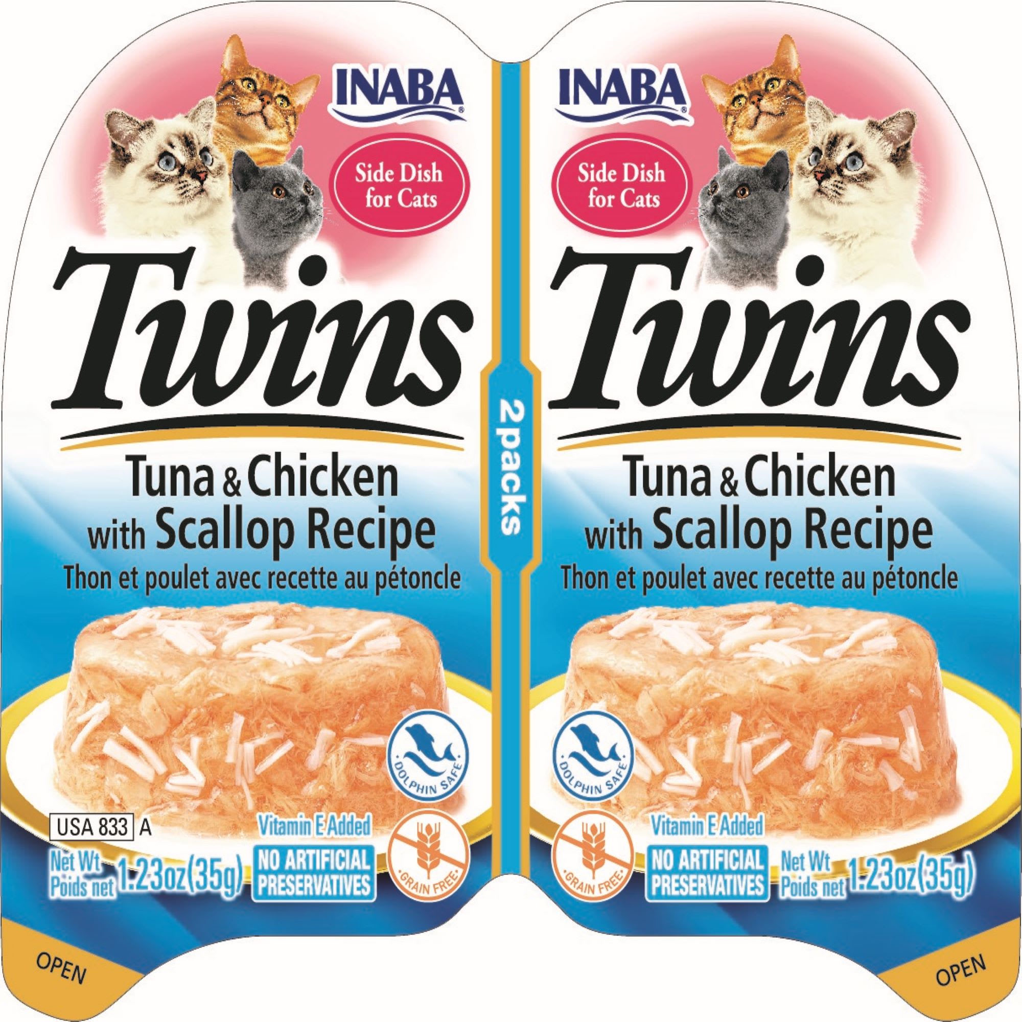 Inaba Twins Tuna & Chicken with Scallop Recipe Cat Treats, 2.46 oz. | Petco