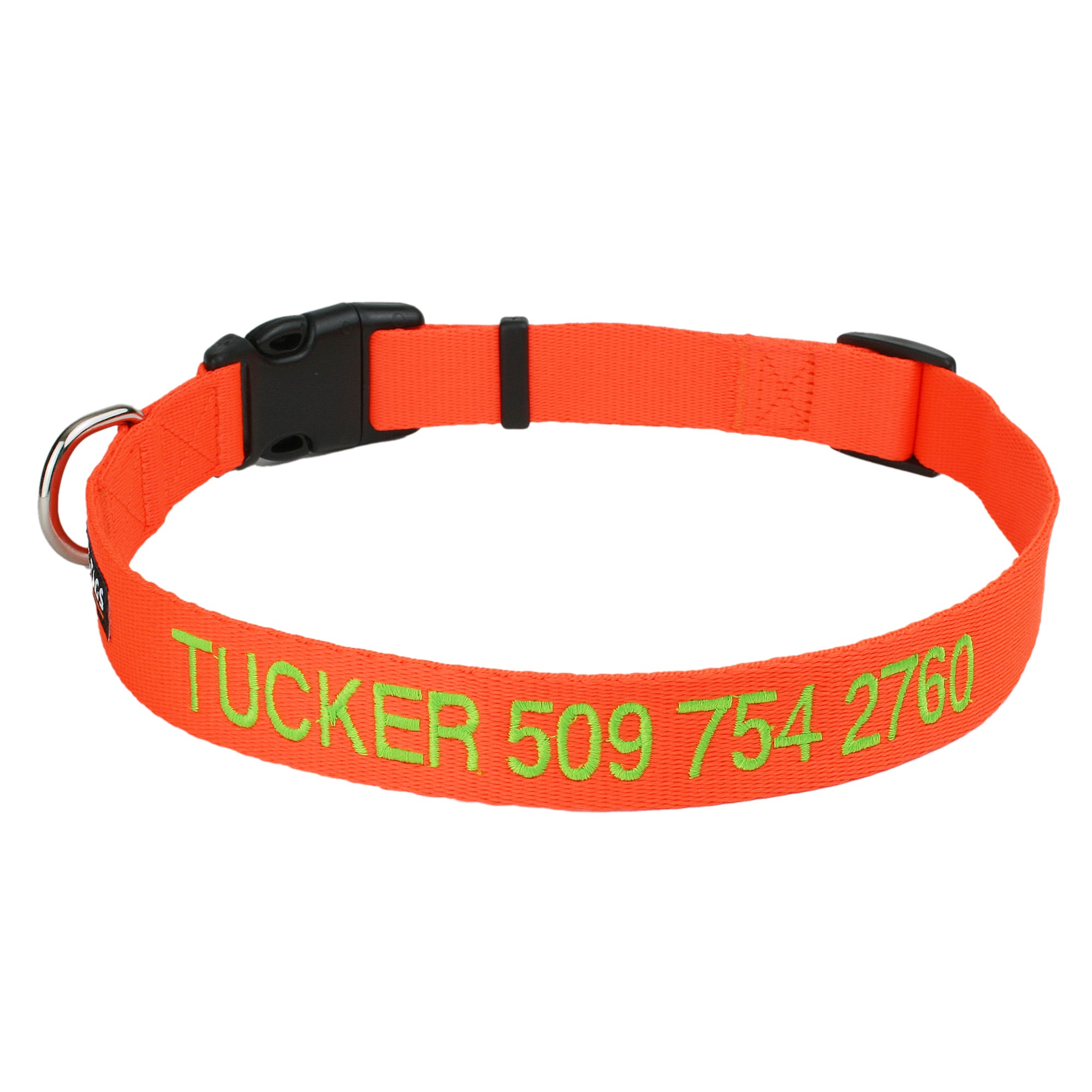 GoTags Personalized Dog Collar with Custom Embroidery, Orange, Large ...