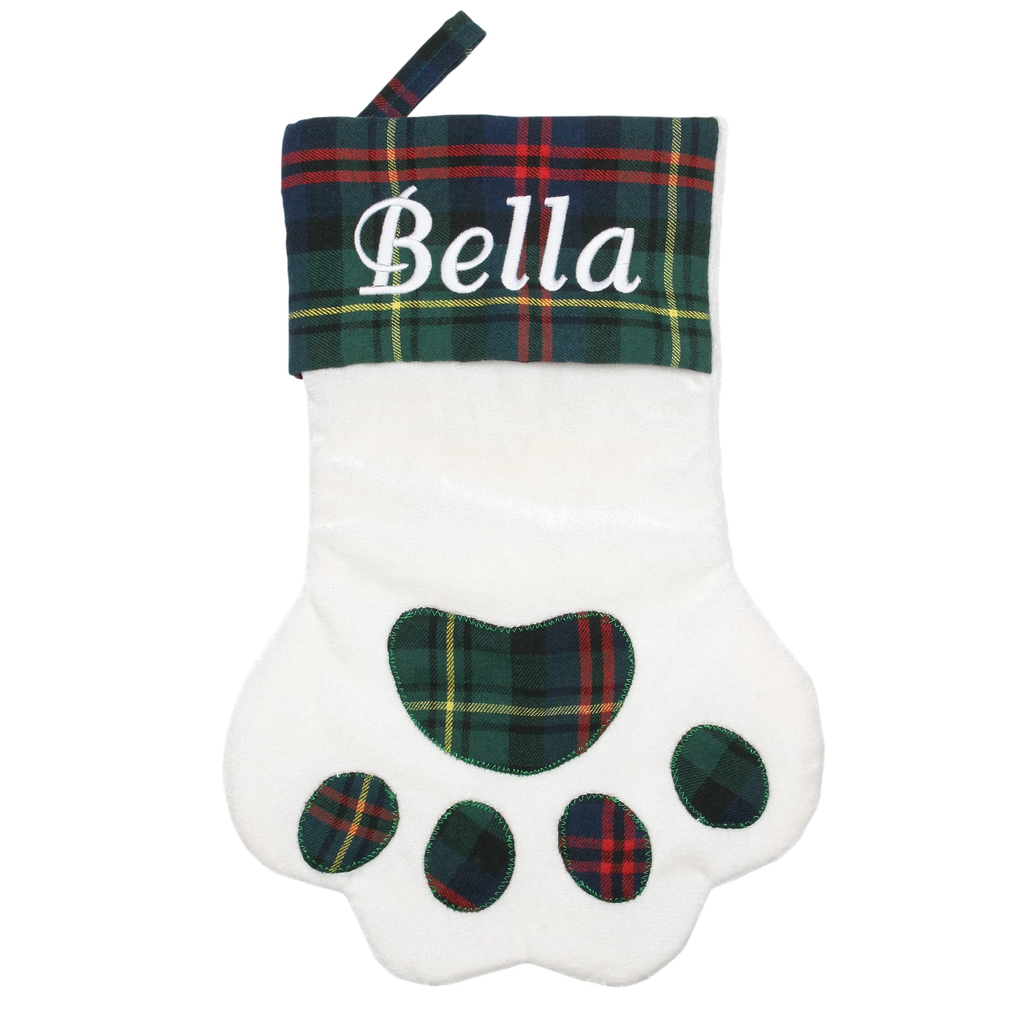 GoTags Personalized Blue Plaid Paw Shape Christmas Stocking for Dogs ...