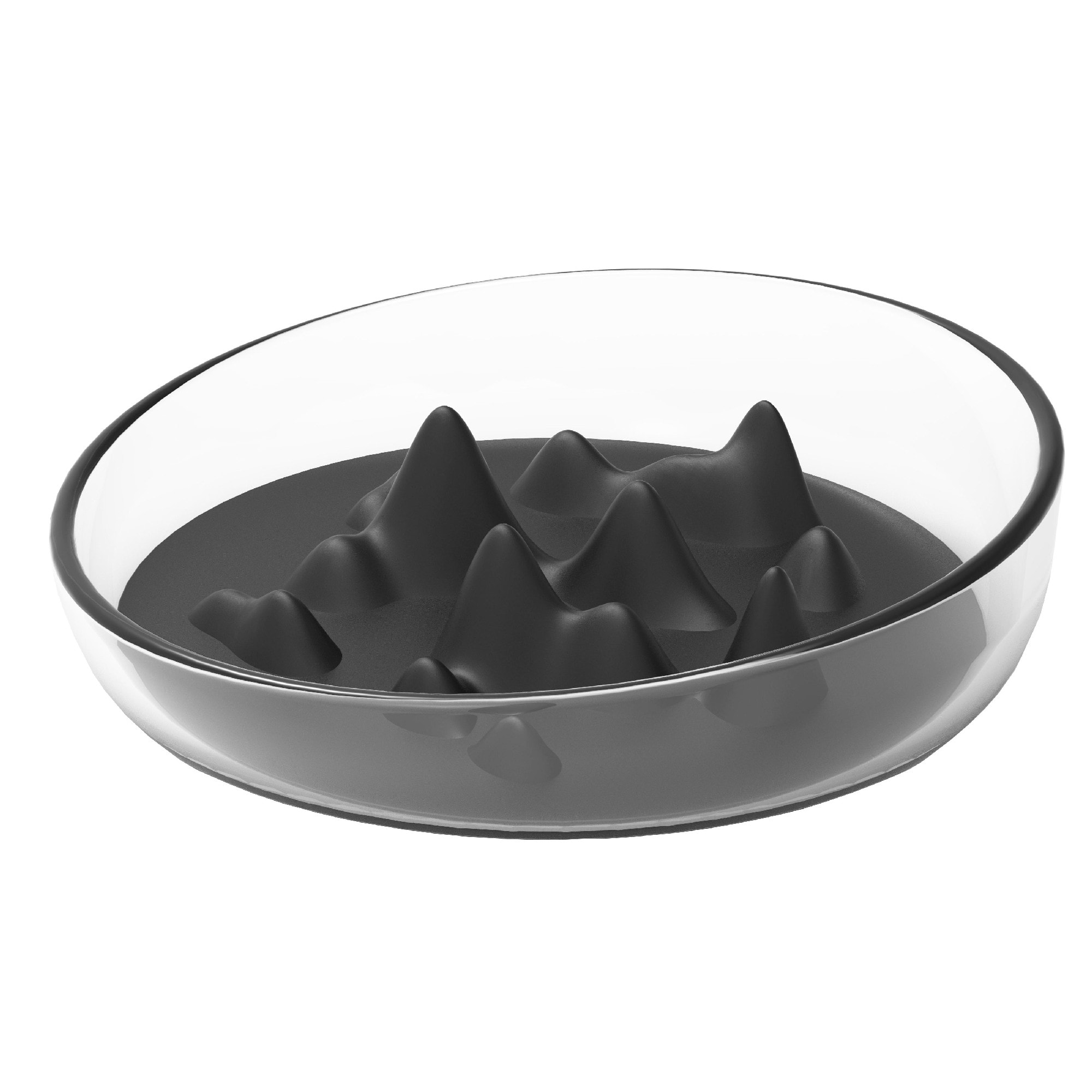 Pet Life Black Cirlicue Mountain Shaped Modern Slow Feeding Pet Bowl
