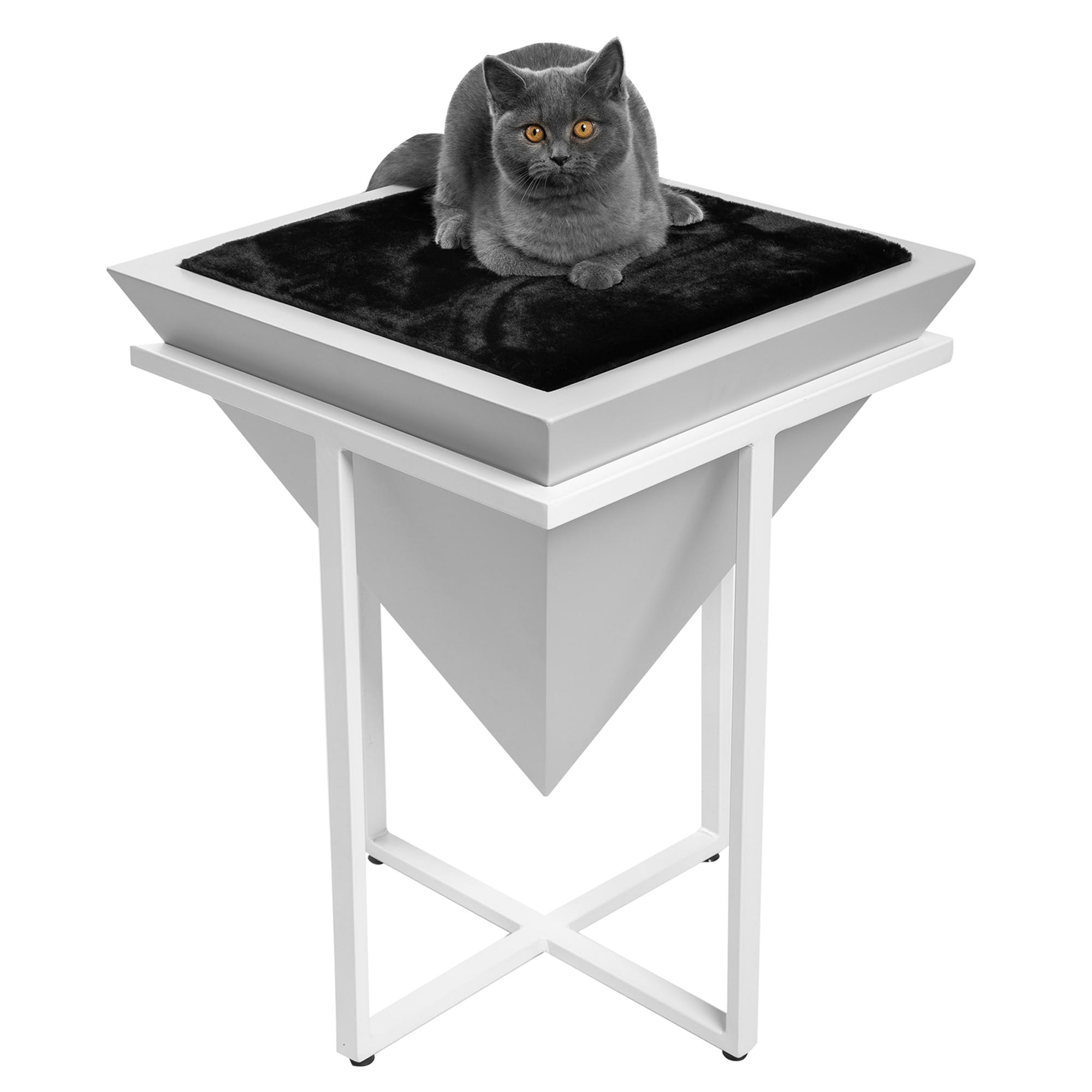 Mau Lifestyle Gray Pharaoh Elevated Cat Bed Pyramid, 19" L X 19" W X 24 ...