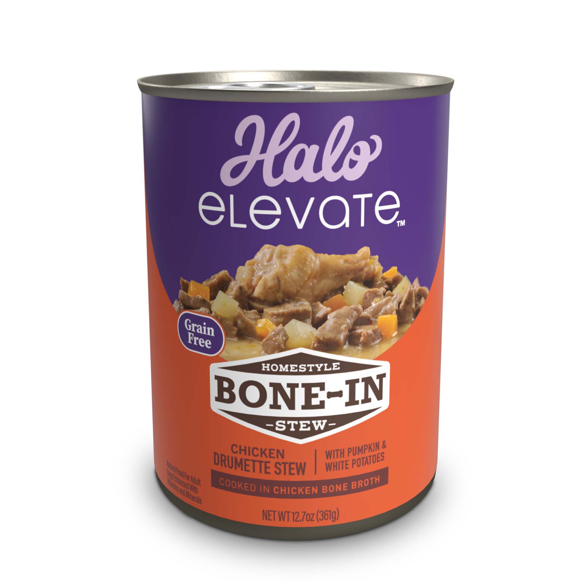Halo Elevate Dog Homestyle Bone In Grain Free Chicken Stew With Pumpkin