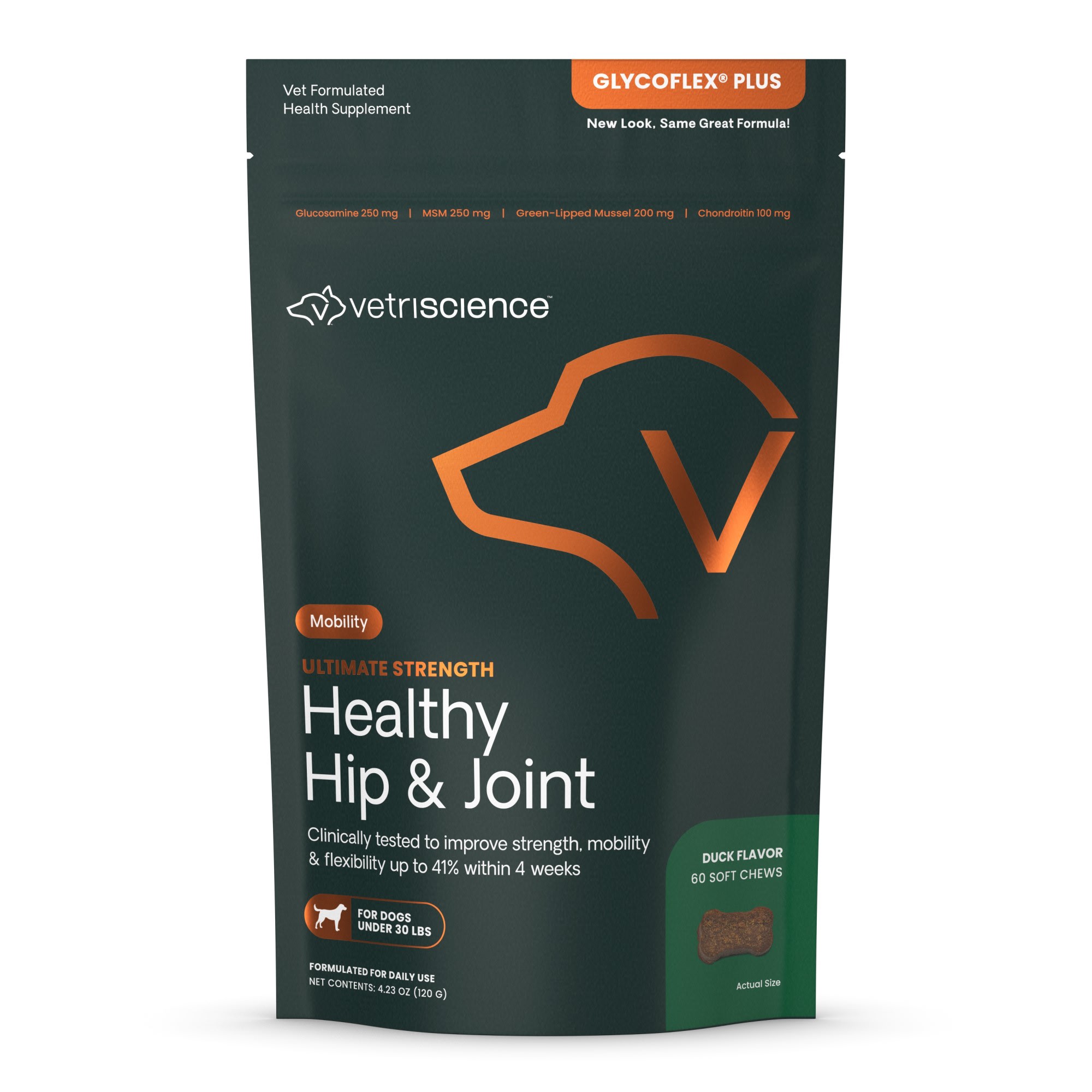 VetriScience GlycoFlex Plus Small Breed Joint Support Duck Flavor Dog ...