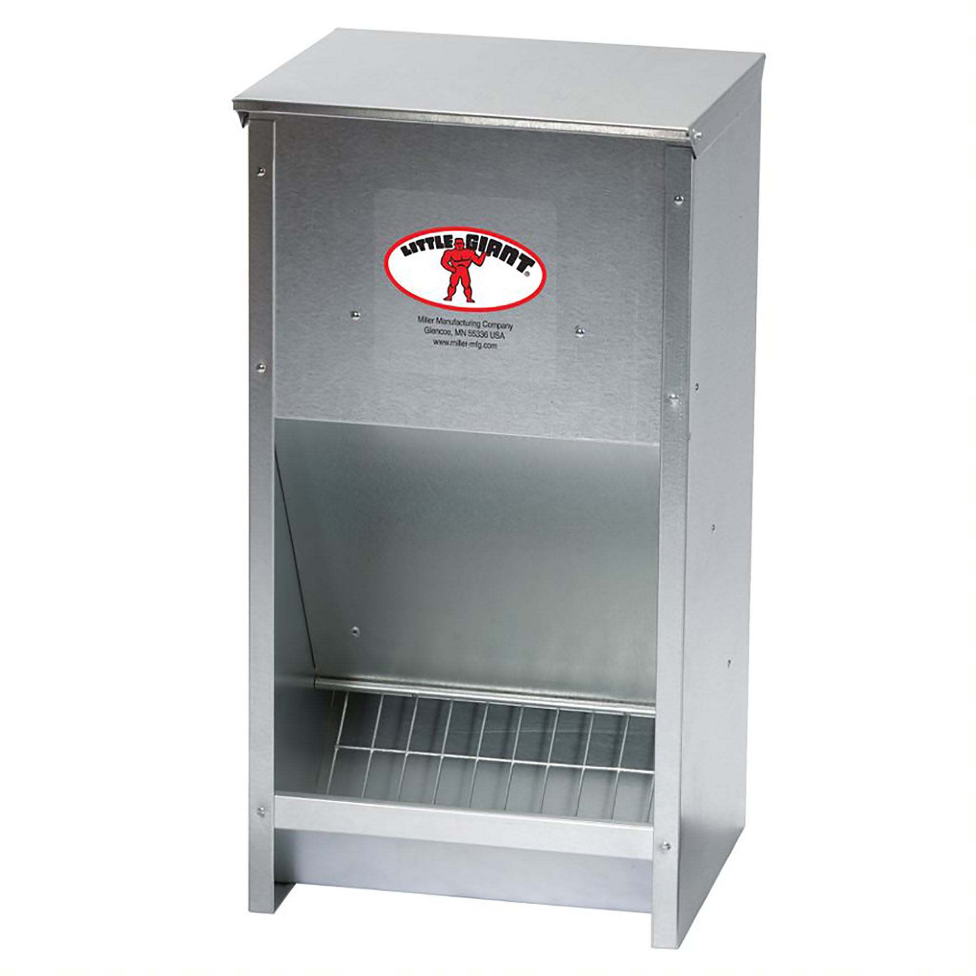 Little Giant Silver Galvanized High Capacity Poultry Feeder, 25 lbs ...