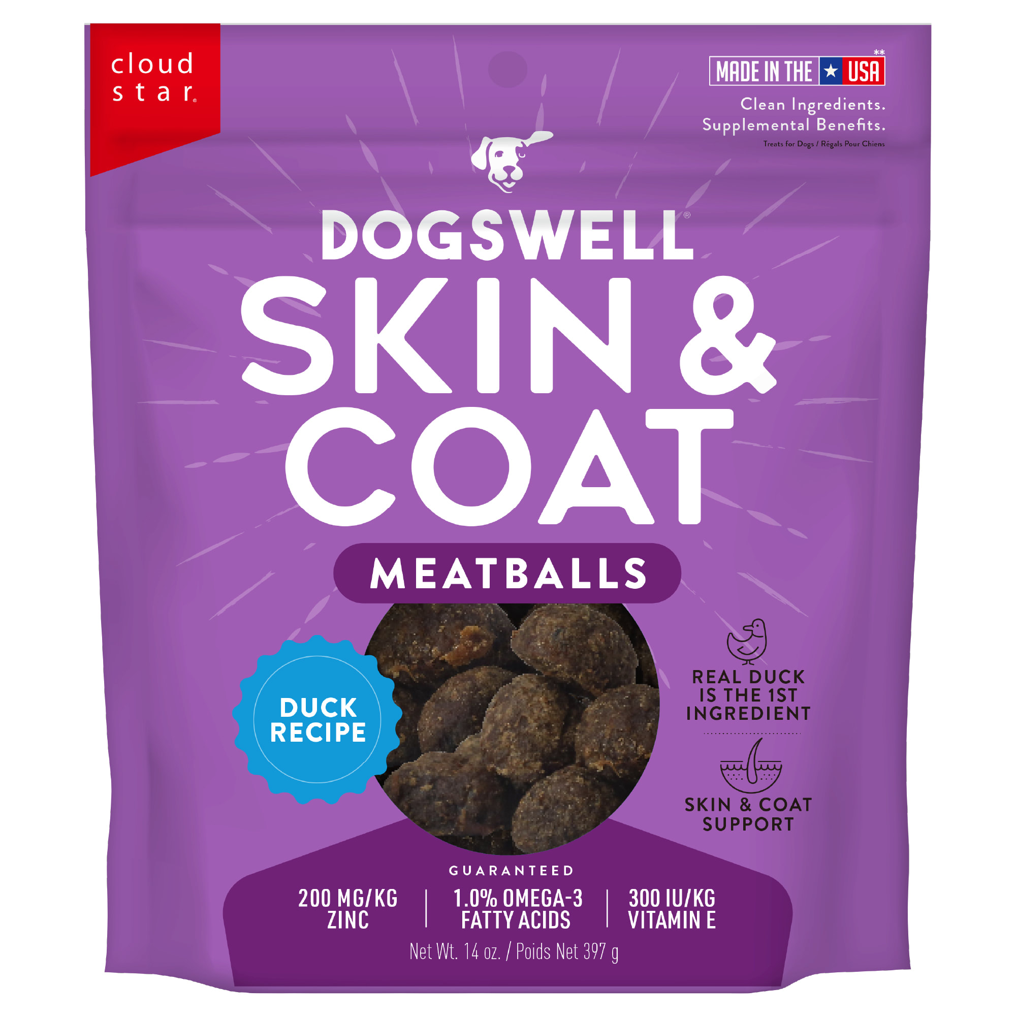 Dogswell Skin & Coat Duck Meatballs Recipe, 14 oz. | Petco