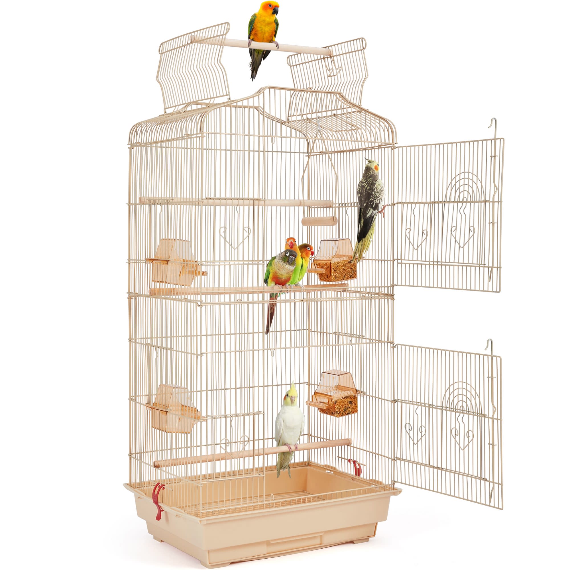 Topeakmart Almond Open Top Metal Bird Cage, 41" H | Petco