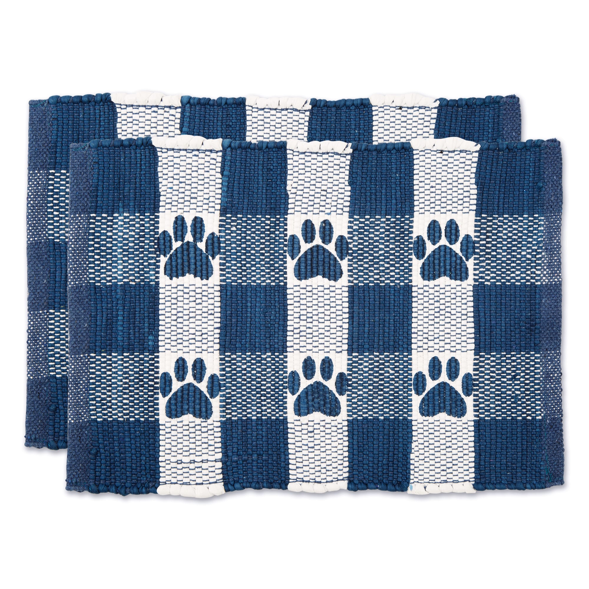 Bone Dry Nautical Blue & White Paw Pet Feeding Mat, 12" x 18" x 2", Set ...