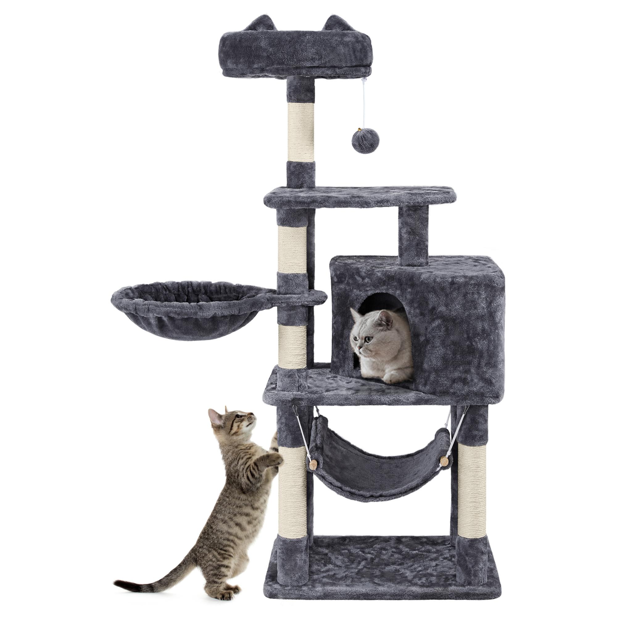 Topeakmart Plush Cat Tree with Basket, Dark Gray, 54.5" H | Petco