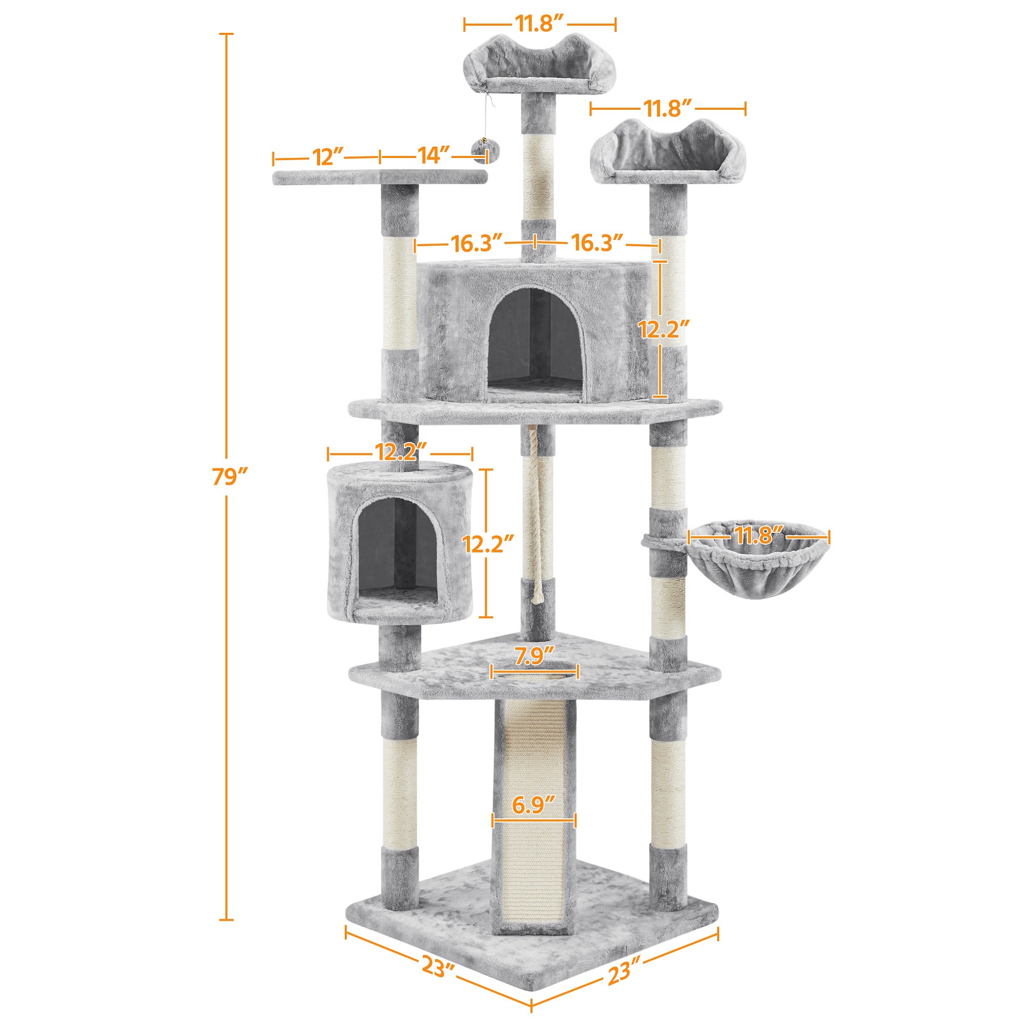 Topeakmart Light Gray Large Cat Tree Tower, 79" H | Petco