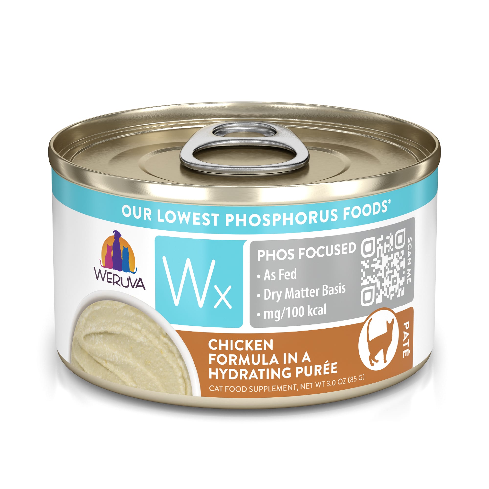 Wx Phos Focused Foods Chicken Formula in a Hydrating Puree Wet Cat Food ...