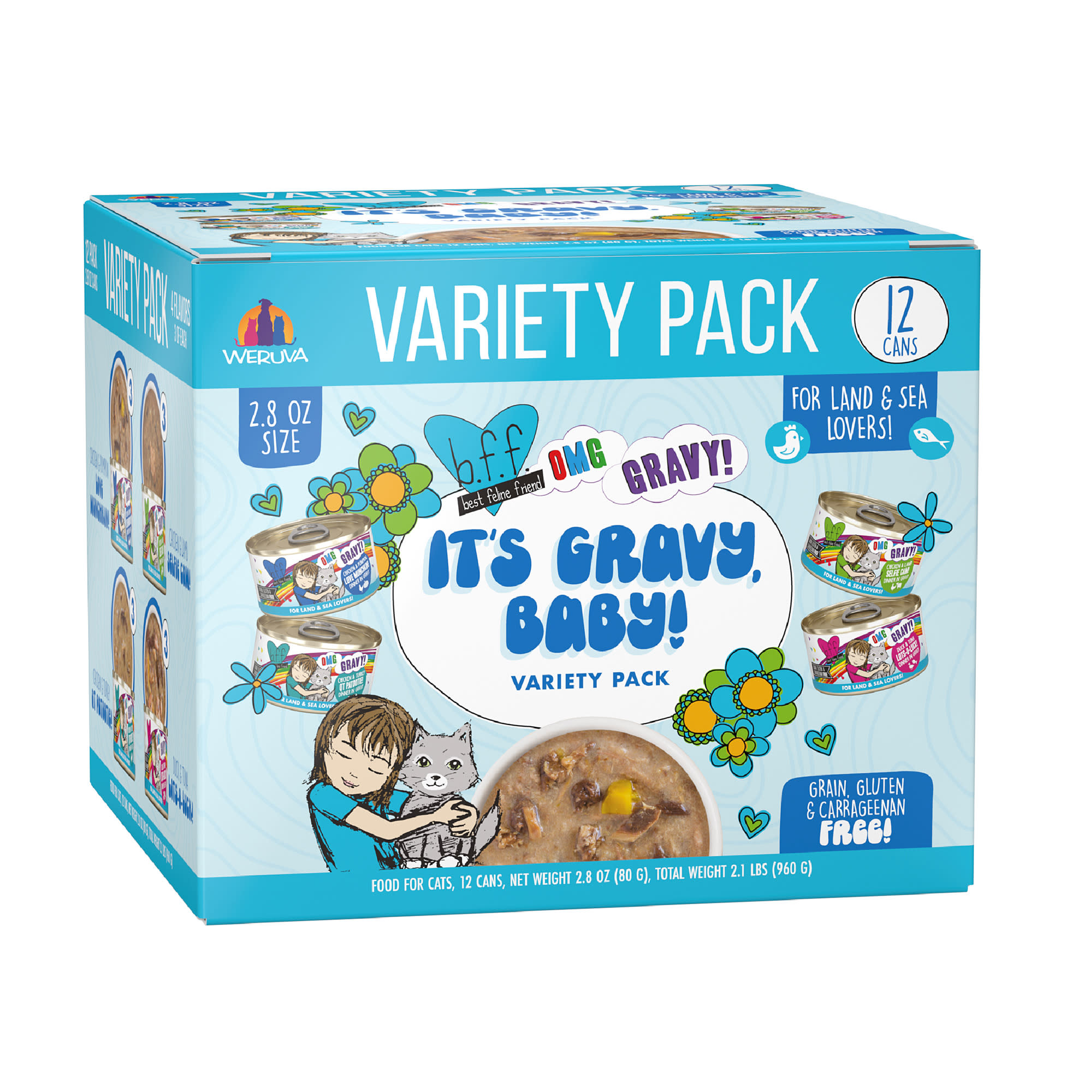 B.F.F. OMG It's Gravy, Baby! Variety Pack Wet Cat Food, 2.8 oz., Count ...