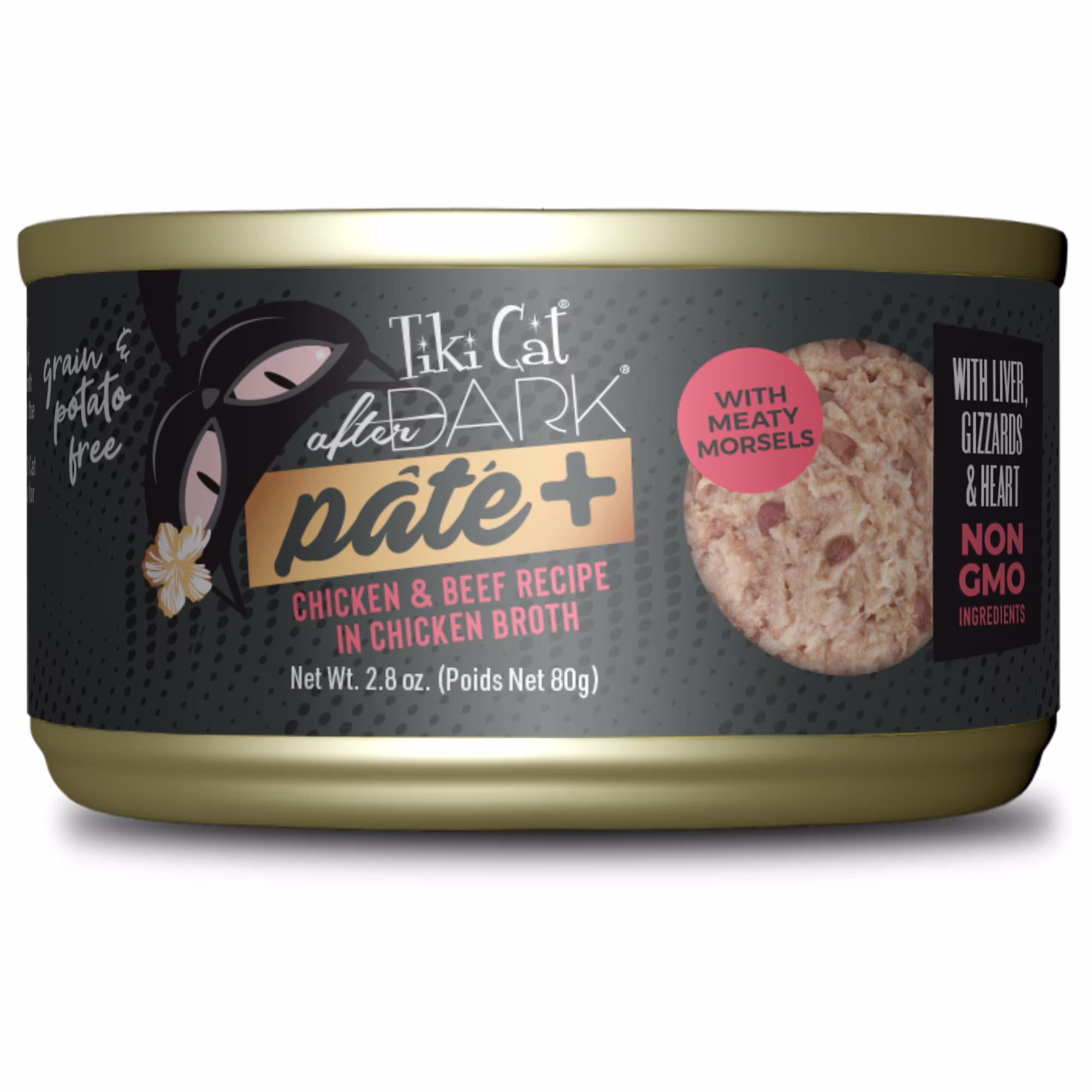 Tiki Cat After Dark Pate+ Chicken & Beef Wet Cat Food, 2.8 oz., Case of ...