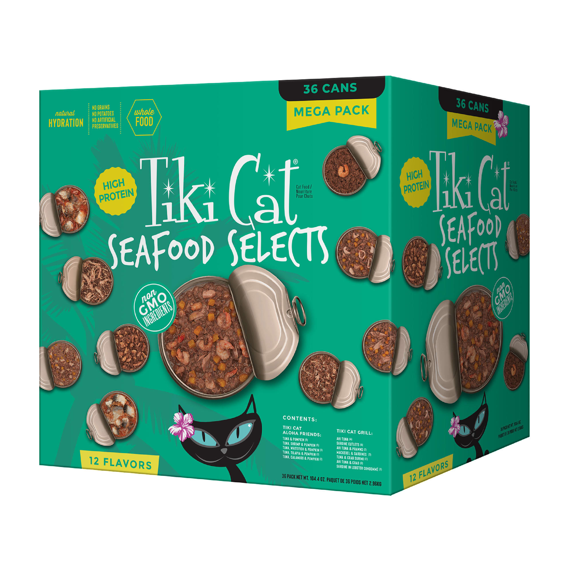 Tiki Cat Seafood Mega Variety Pack Wet Cat Food, 2.8 oz., Count of 36 ...