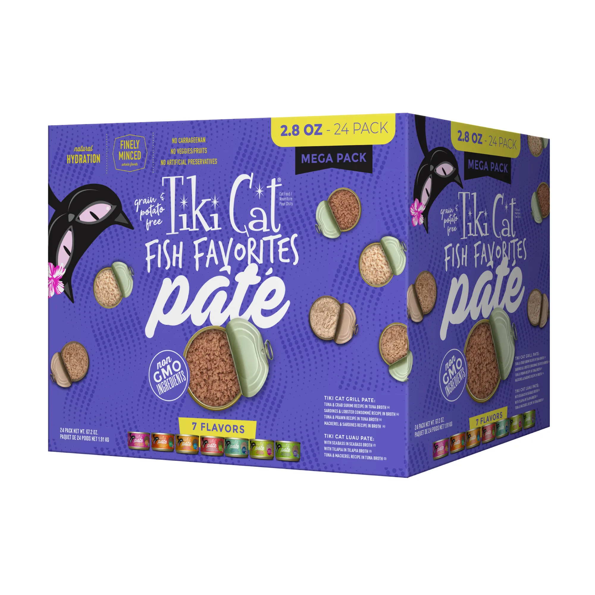Tiki Cat Mega Pack Fish Favorites Pate Wet Food for Cats, 2.8 oz ...