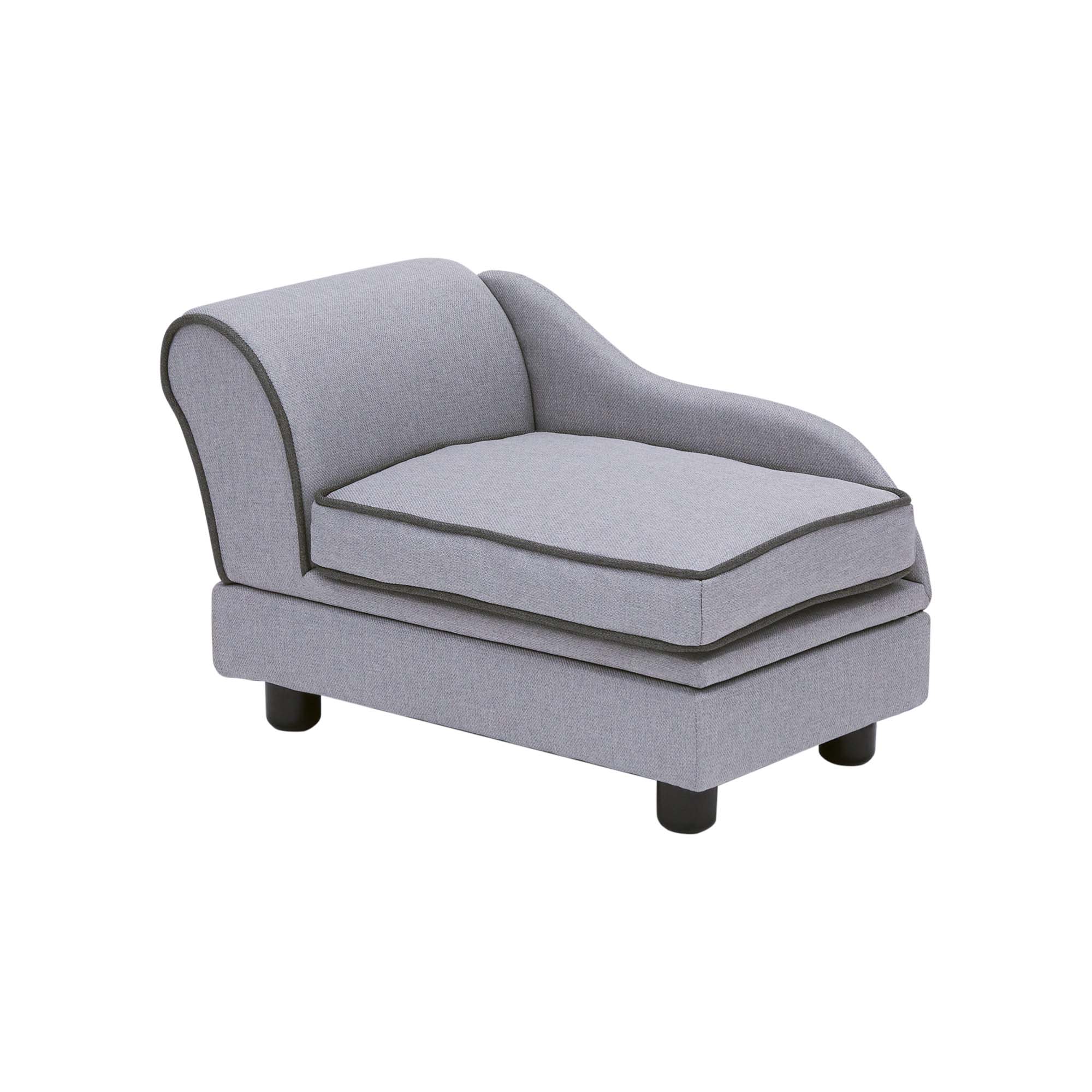Teamson Pets Gray Ivan Chaise Lounge Dog Bed with Storage, 22" L X 12.5 ...
