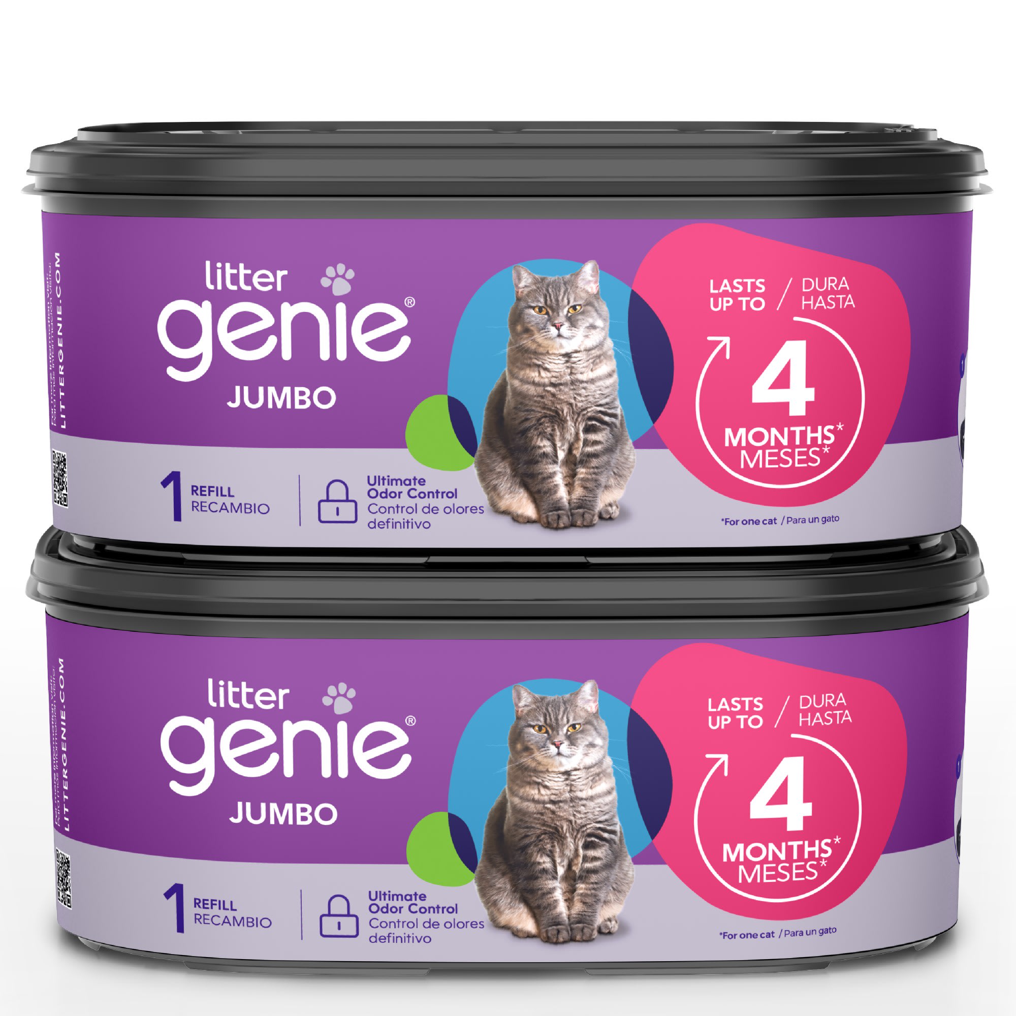 Litter Genie Jumbo 2-Pack Refill with Odor-Block Layers