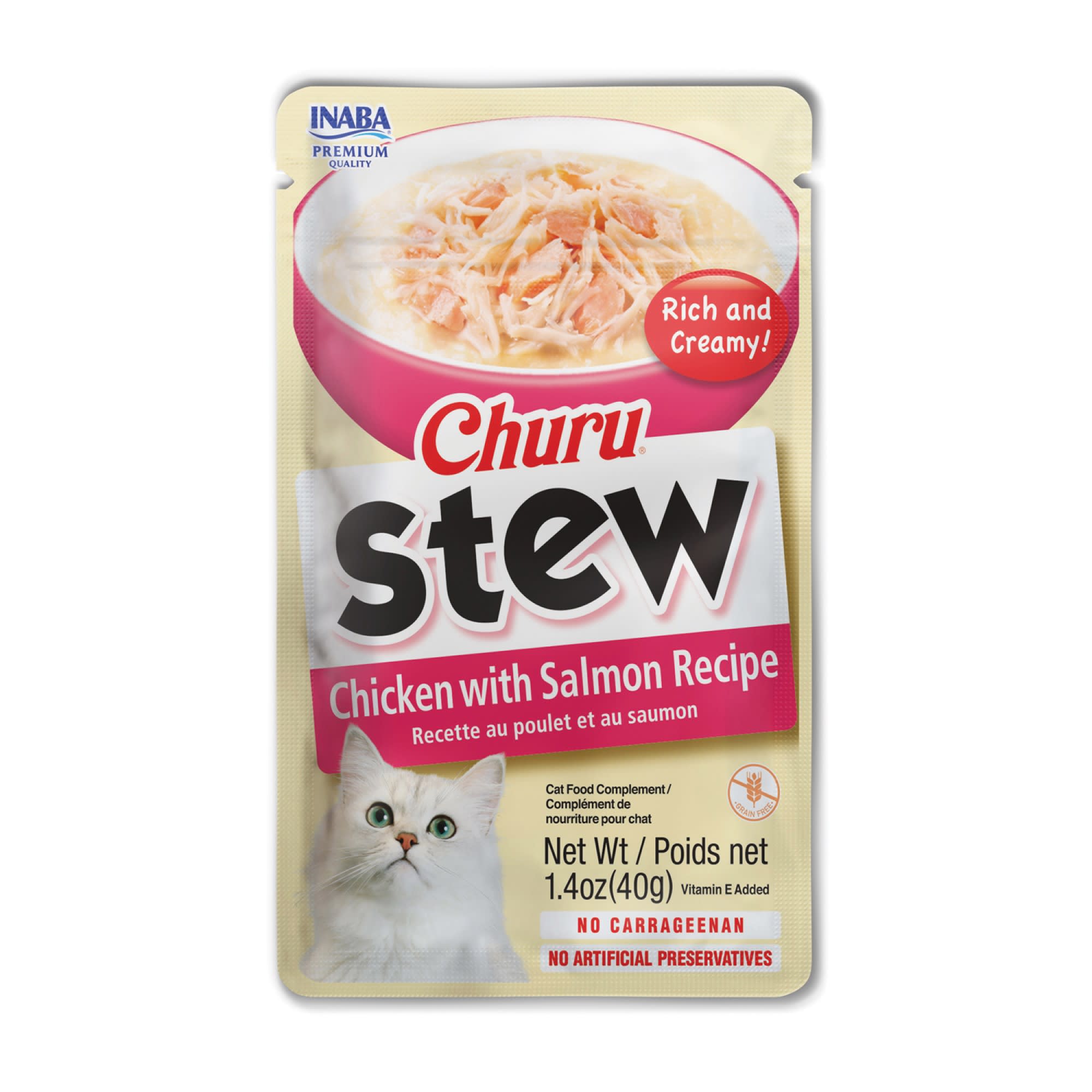Inaba Churu Stew Chicken with Salmon Recipe Cat Treats, 1.4 oz. | Petco