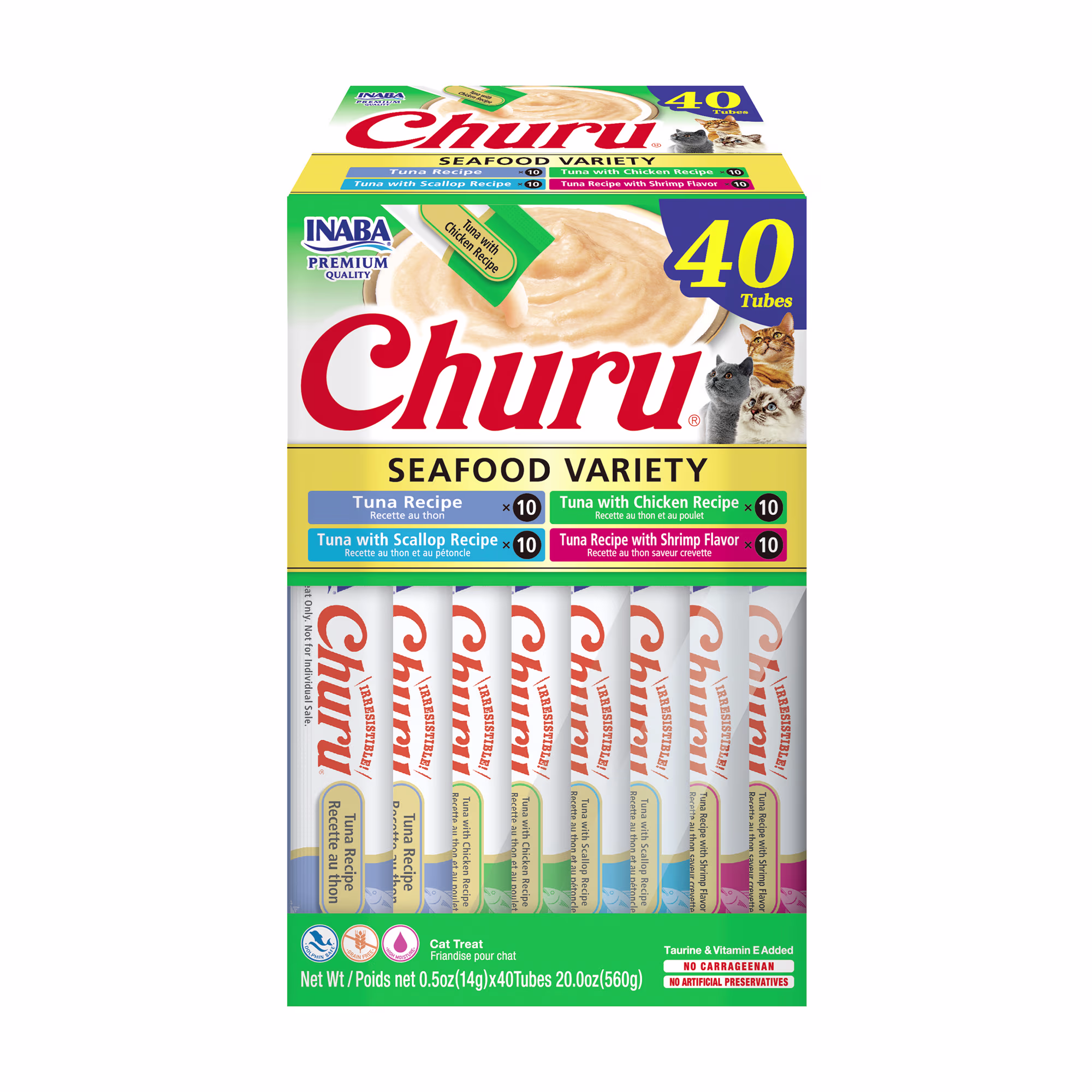 Inaba Churu Variety Box Tuna Seafood Cat Treats, 20 oz., 40 Ct. | Petco