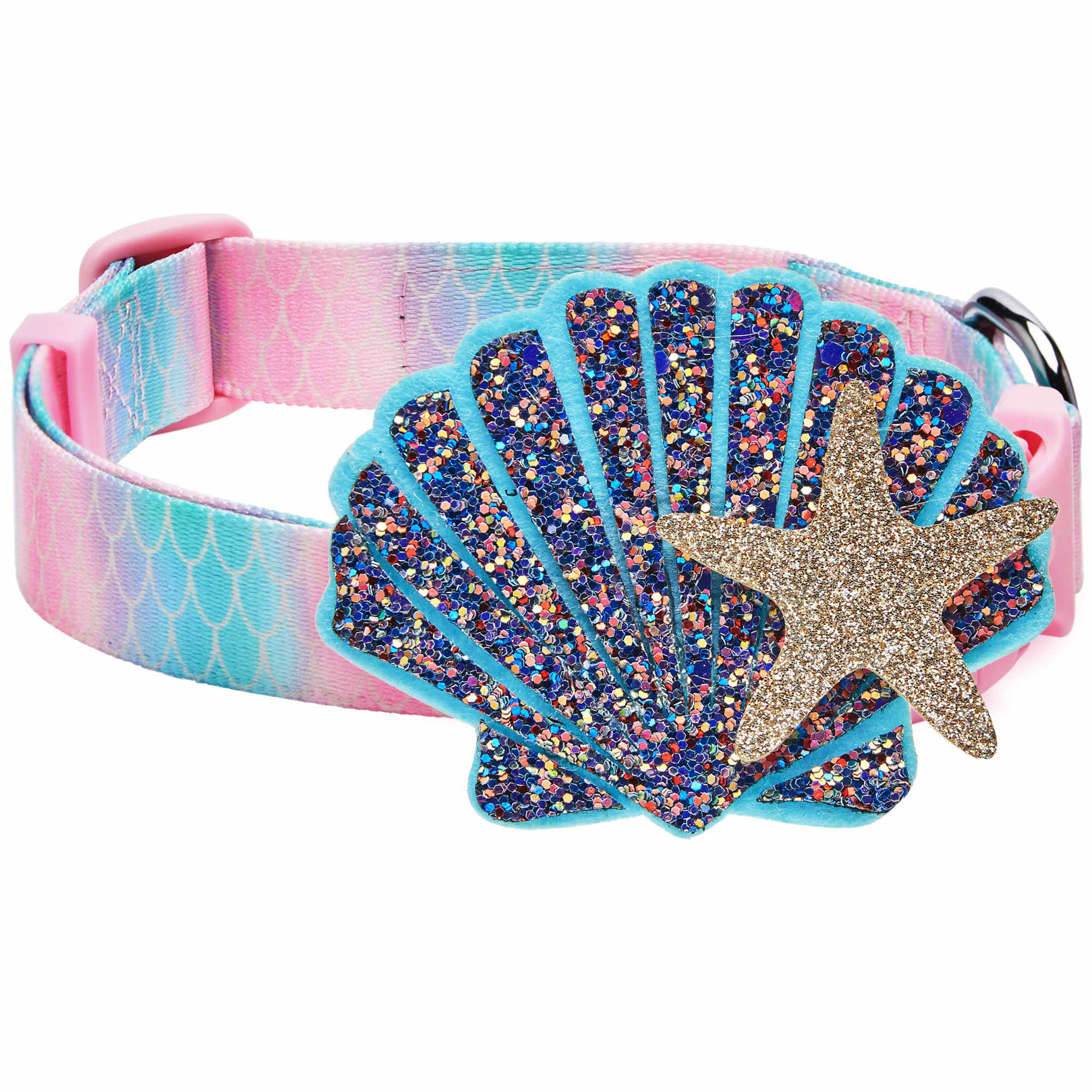 Blueberry Pet Detachable Shell Adjustable Dog Collar, Mermaid Scales ...