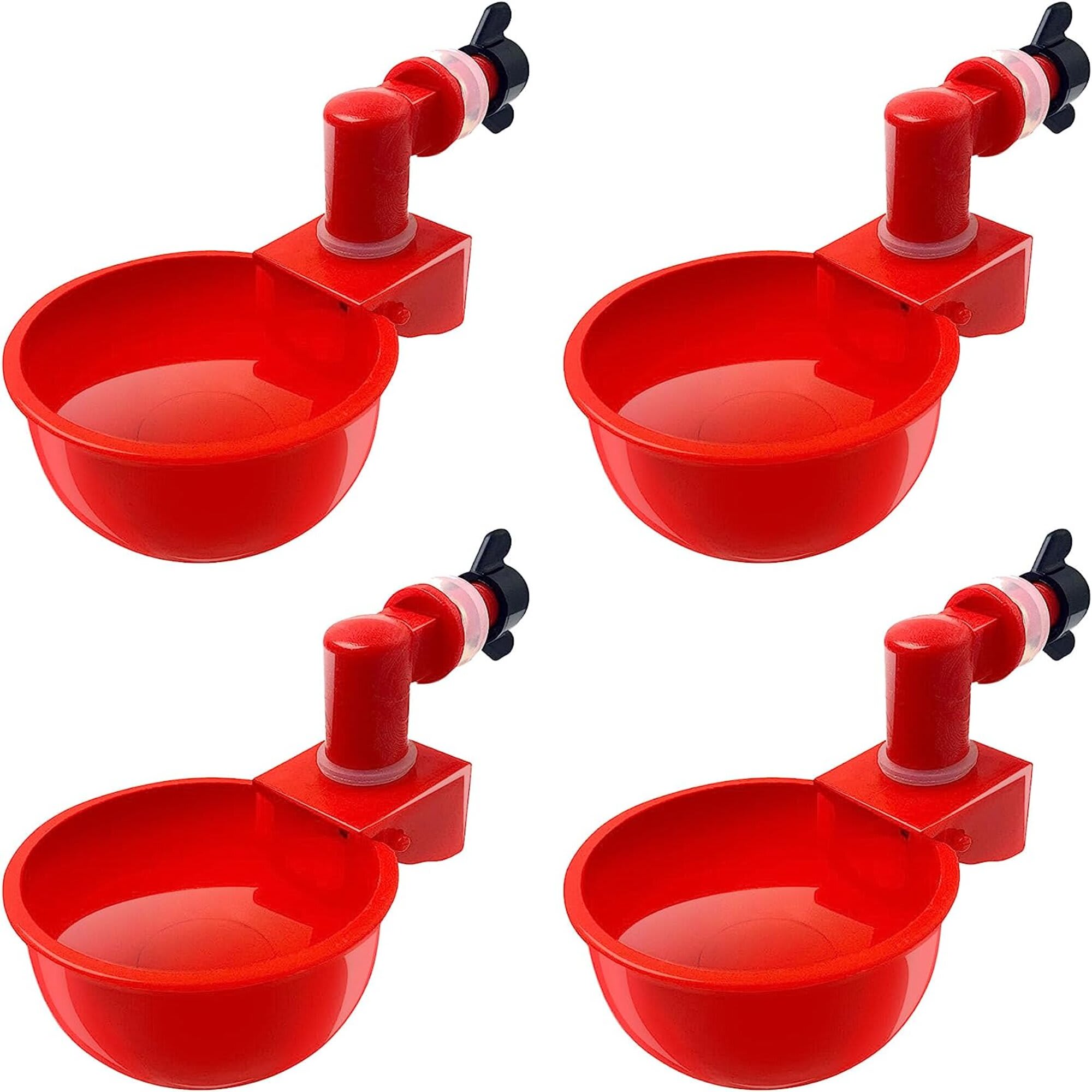 Backyard Barnyard Round Red Automatic Poultry Drinker, 4" L X 2.2" W X ...