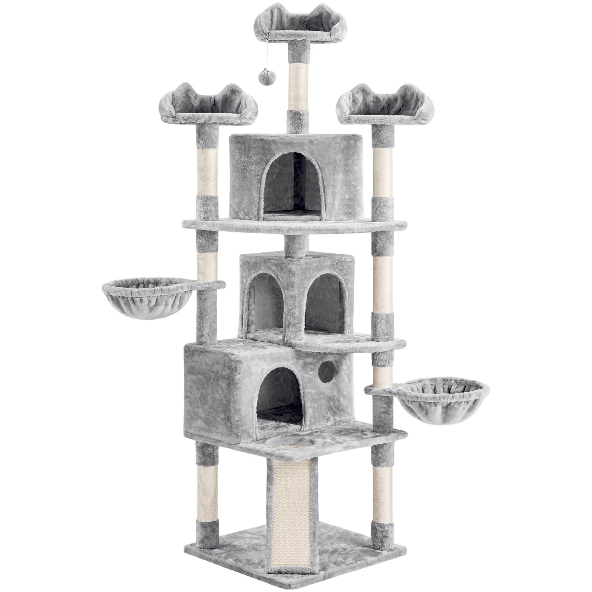 Topeakmart Cat Tree with 3 Condos, Light Grey, 76.5" H | Petco