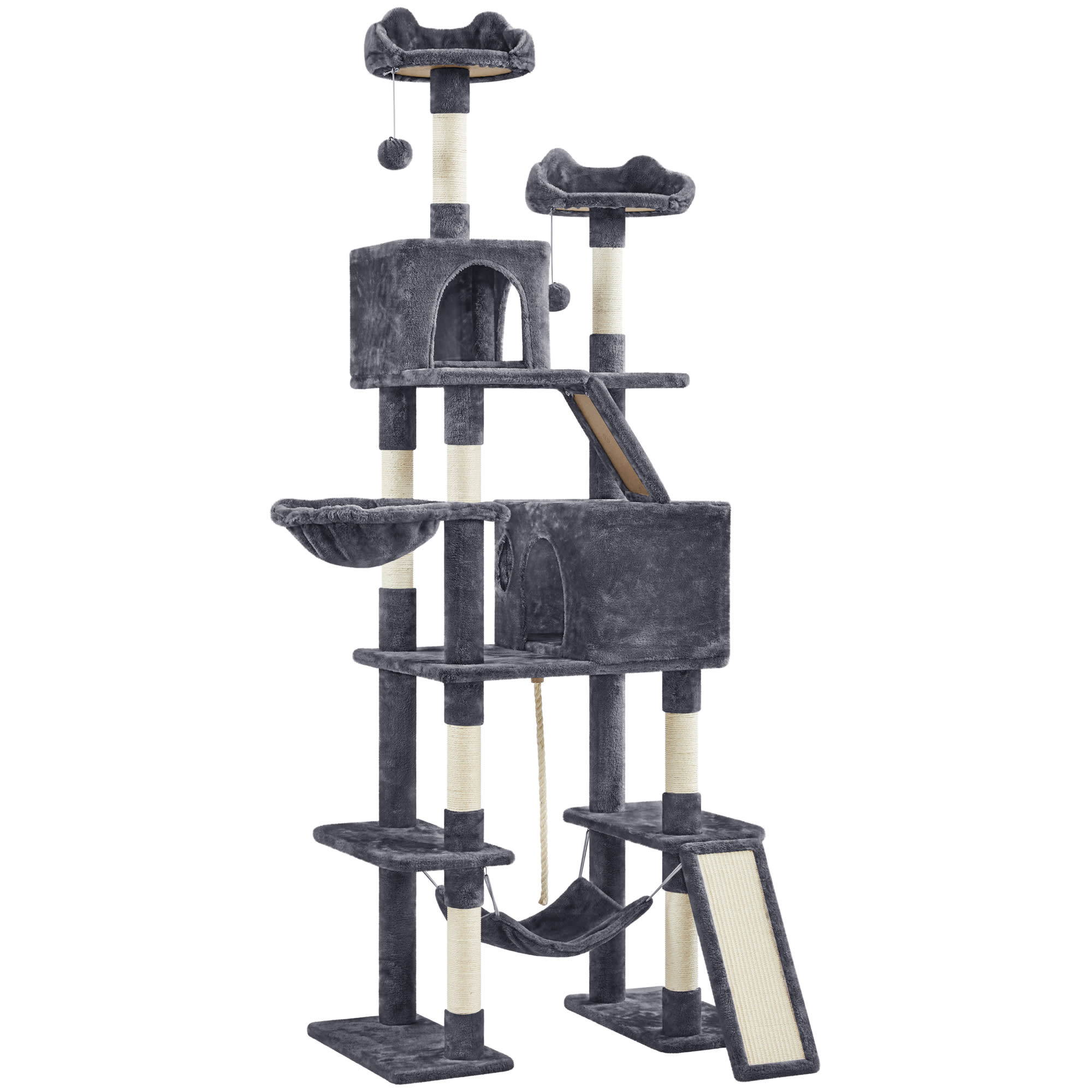 Topeakmart Multi Level Large Cat Tree with 2 Cozy Condos, Dark Gray | Petco