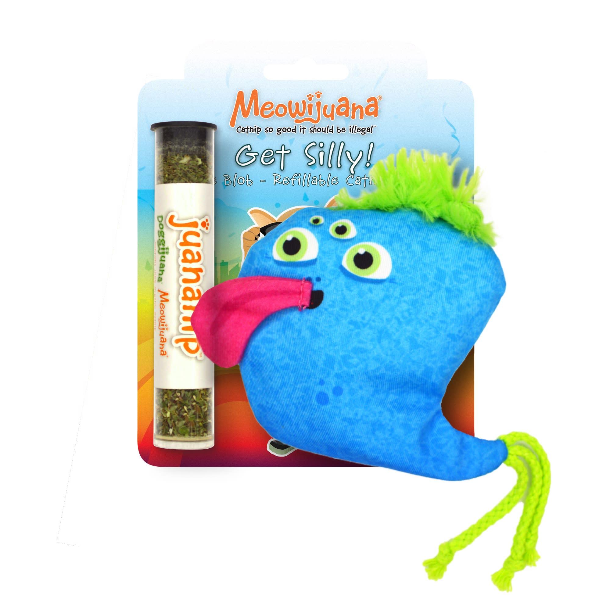 Meowijuana Blue Get Silly Refillable Blob Cat Toy, Small | Petco Meowijuana Blue Get Silly Refillable Blob Cat Toy, Small | Petco