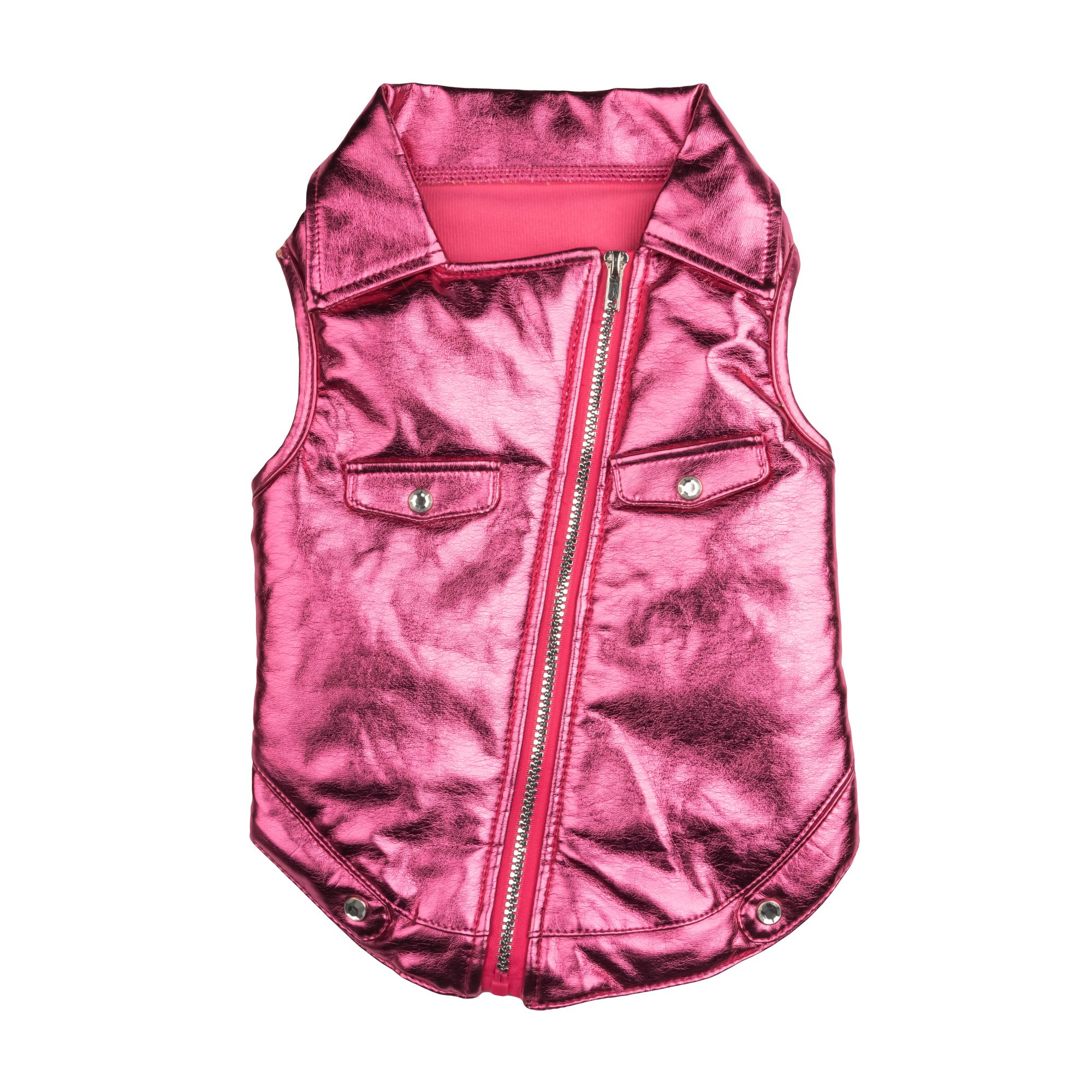 Doggy Parton Pink Apparel Dolly Rhinestone Moto Pet Jacket, Large | Petco