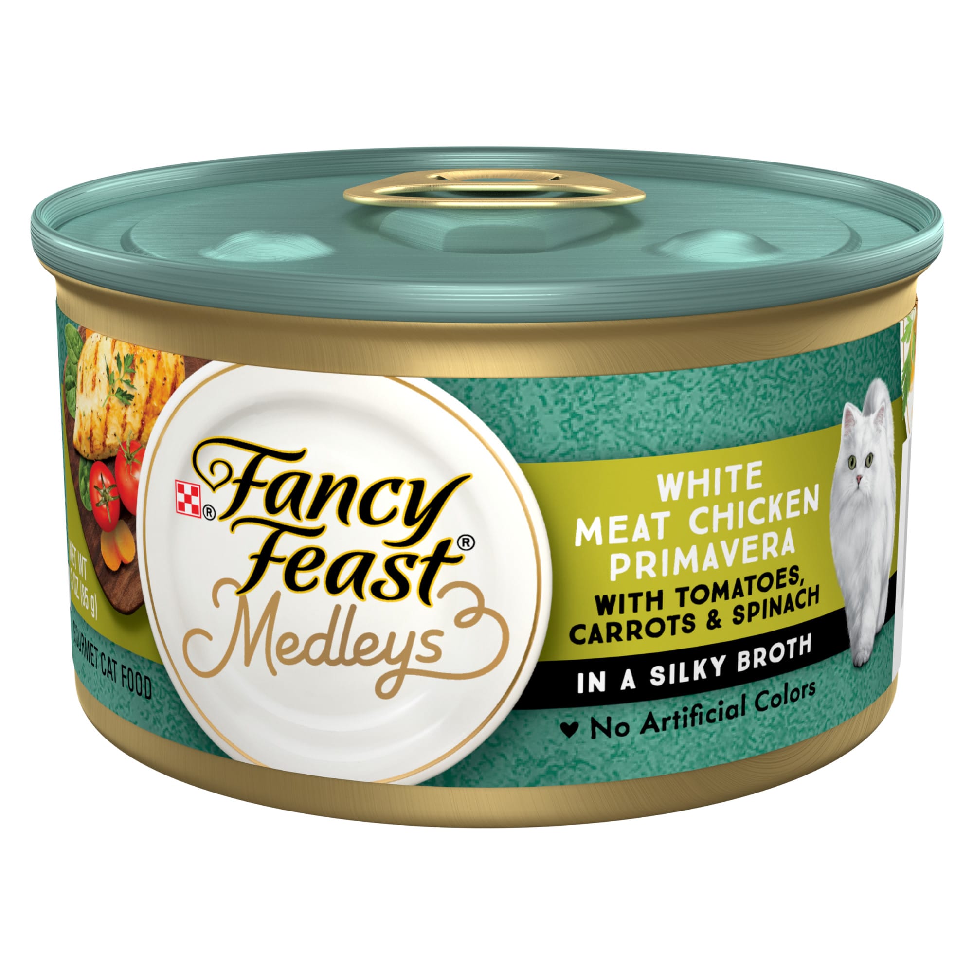 Fancy Feast Medleys White Meat Chicken Primavera With Tomatoes, Carrots and Spinach in a Silky ...