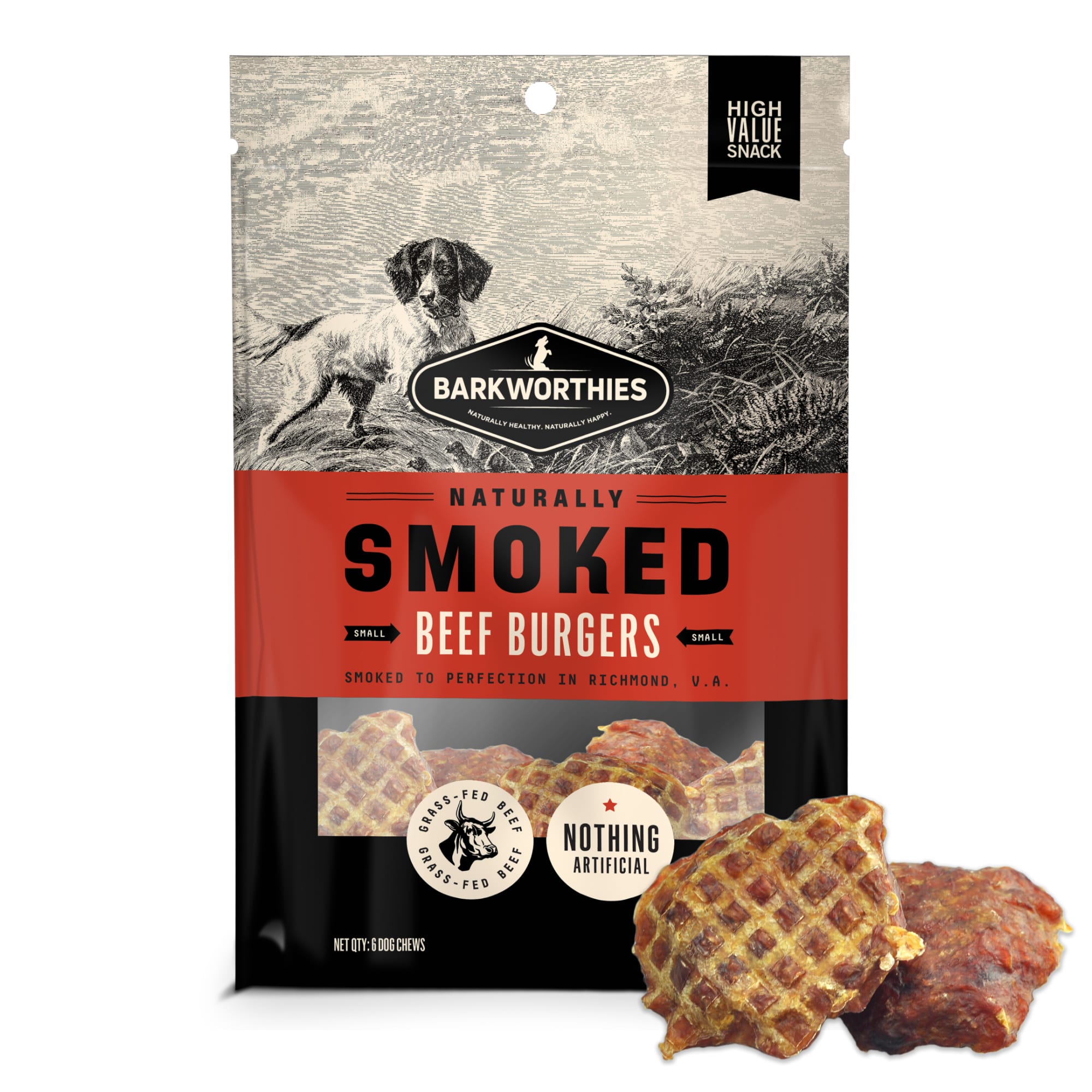 Barkworthies Smoked Beef Patty Dog Treats, 3.3 oz., Count of 6 | Petco
