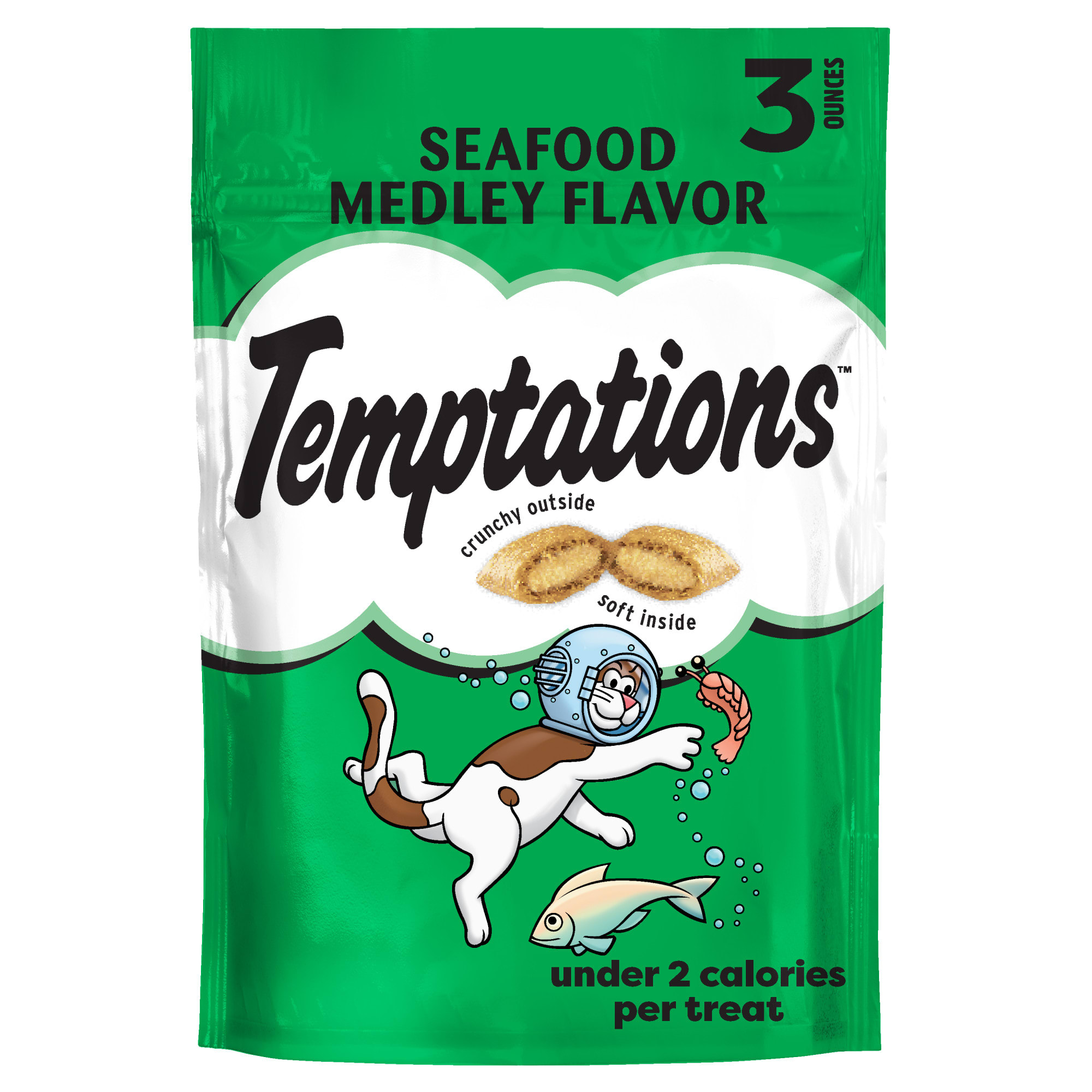 Temptations Classic Seafood Medley Flavor Crunchy and Soft Cat Treats ...
