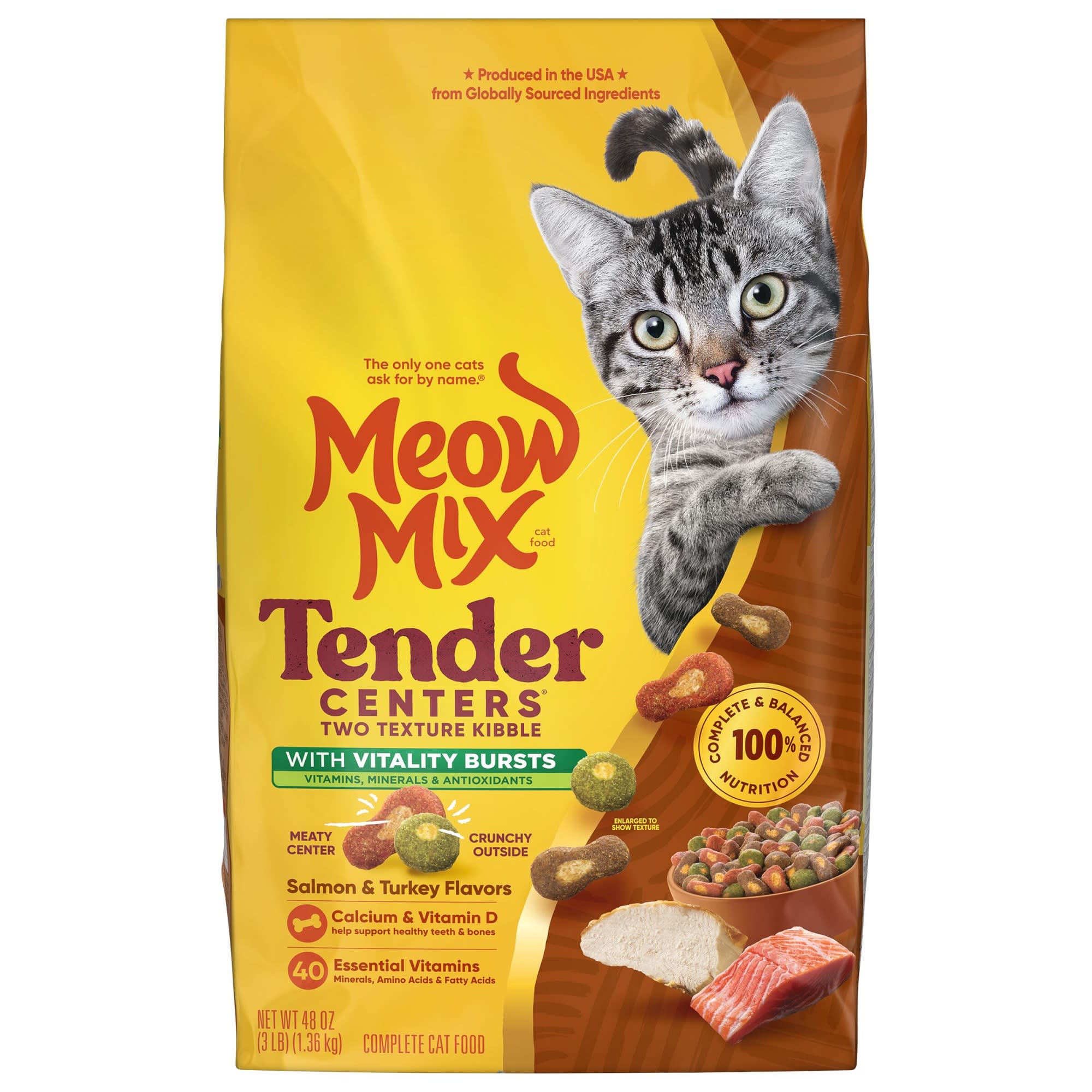 Meow Mix Tender Centers with Vitality Bursts Salmon & Turkey Flavors ...