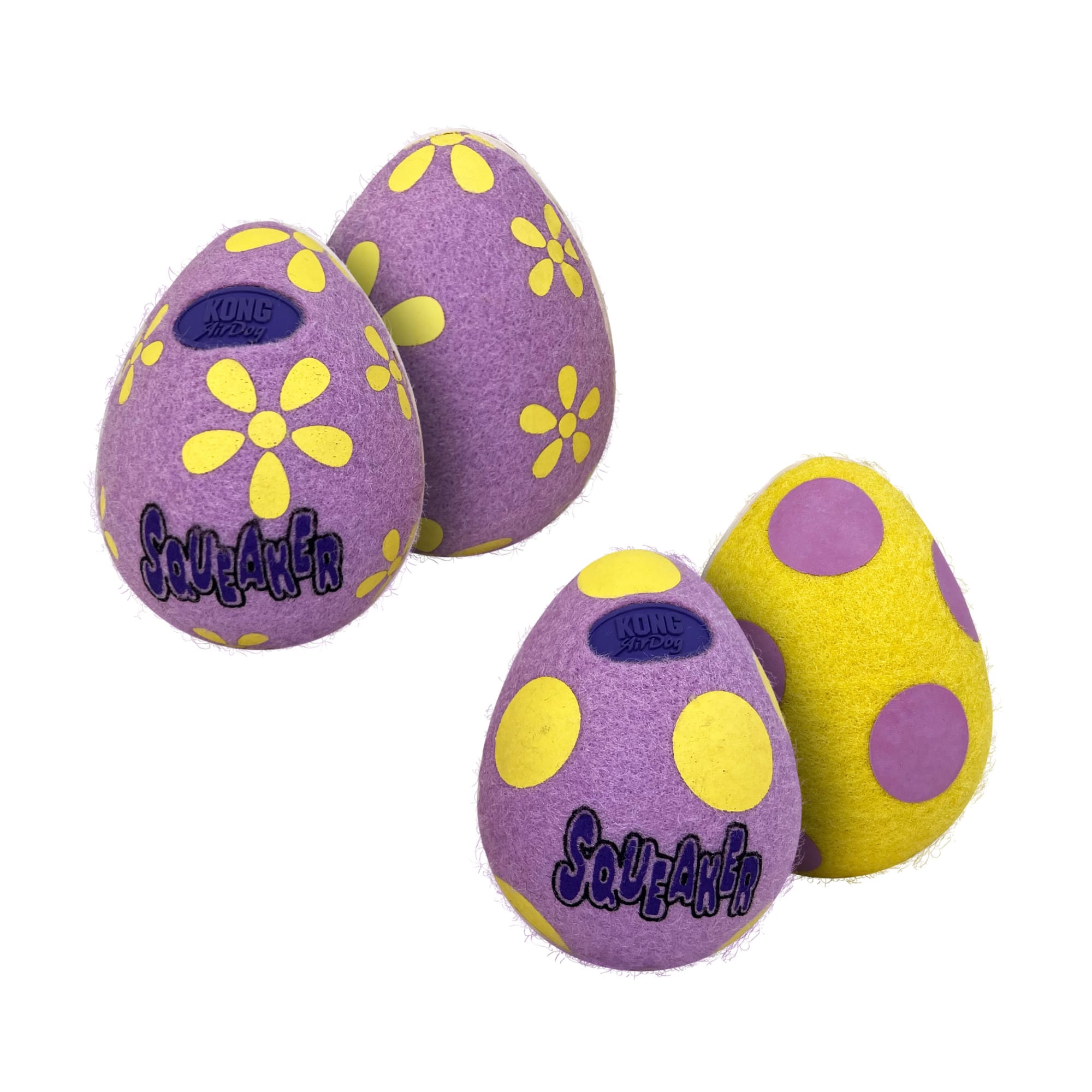 KONG Yellow/Purple AirDog Squeaker Egg Dog Toy, Small, 2 Ct. | Petco