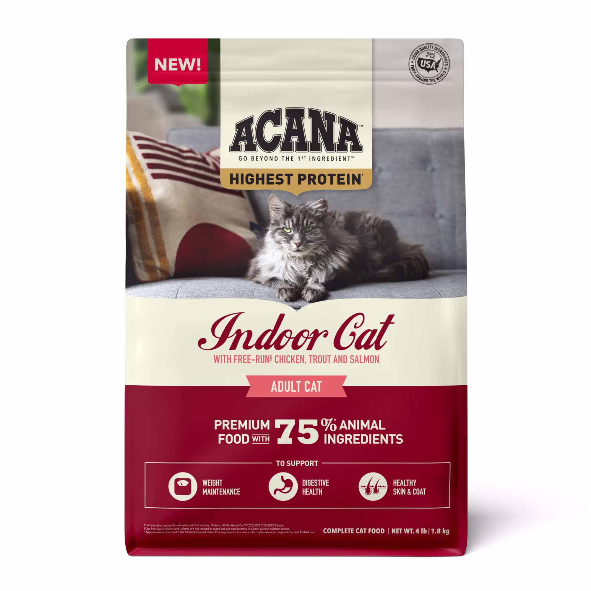 ACANA Highest Protein Indoor Chicken Trout & Salmon Dry Cat Food, 4 lbs. | Petco