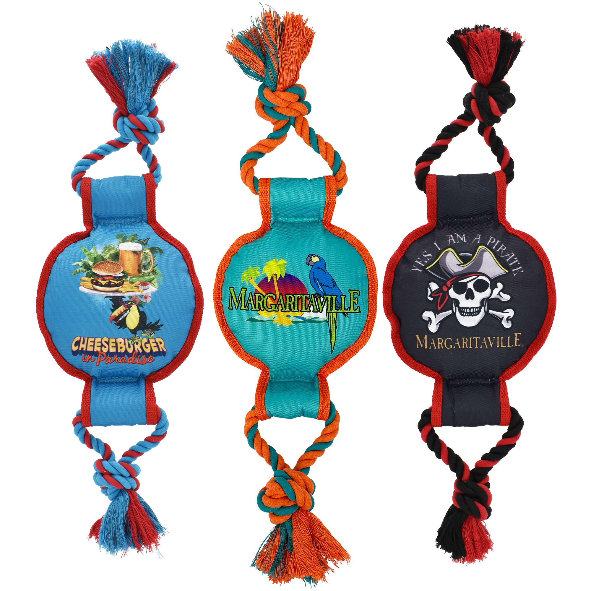 Multipet International Margaritaville Disc with Tug Rope Assorted Dog ...