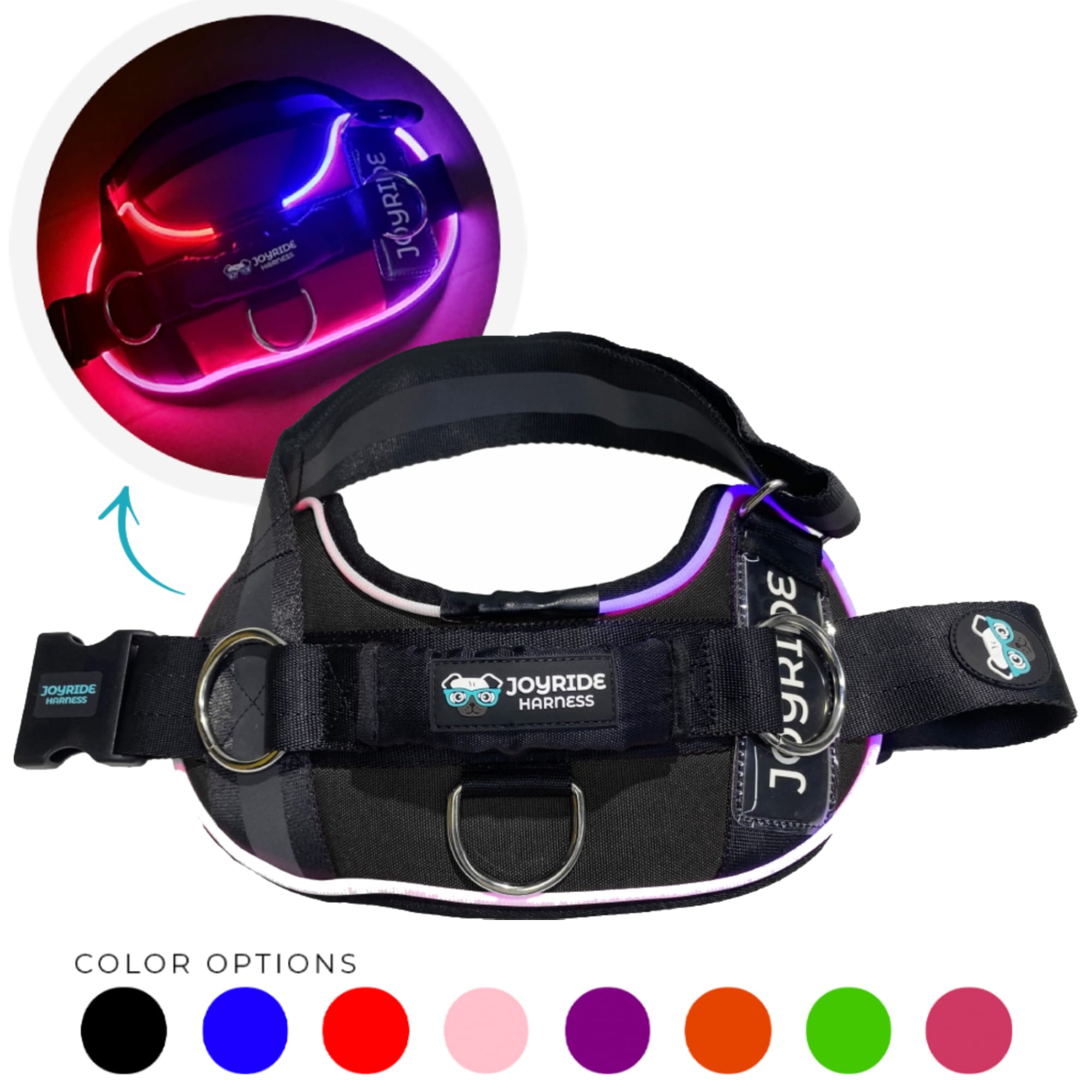 Joyride Harness LED Light Up Dog Harness 2.0, X-Small, Black | Petco