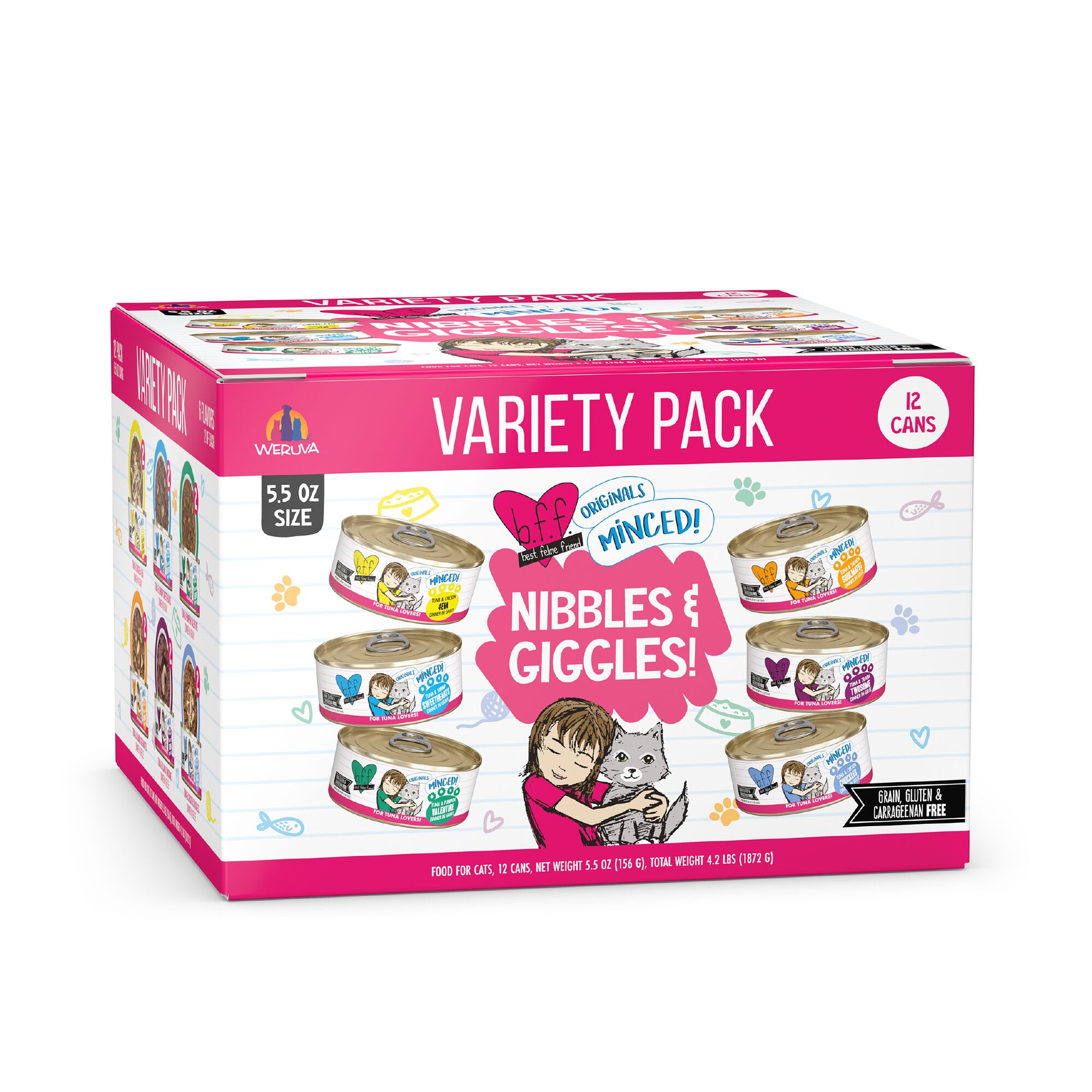 B.F.F. Originals Nibbles & Giggles! Variety Pack Wet Cat Food, 5.5 oz ...