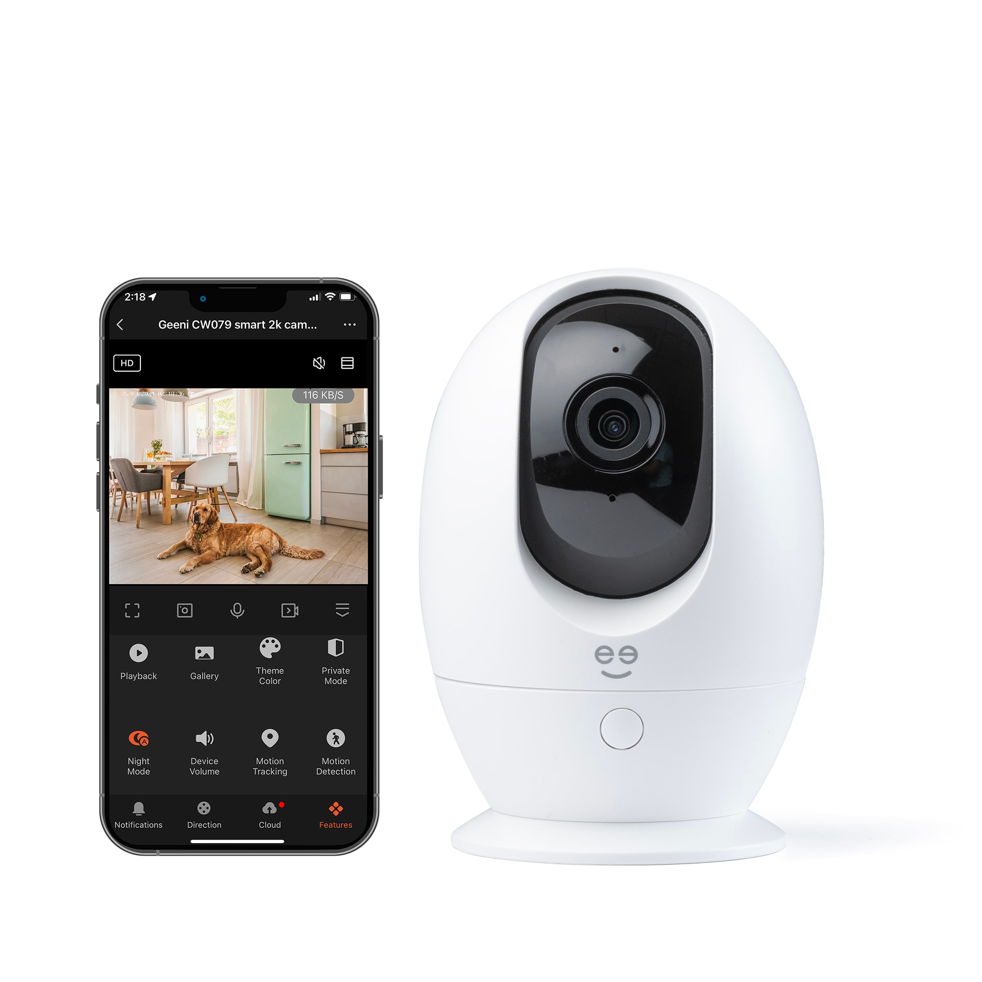 Geeni PetConnect Auto-Rotate 2K Quad HD Smart Pet Camera | Petco