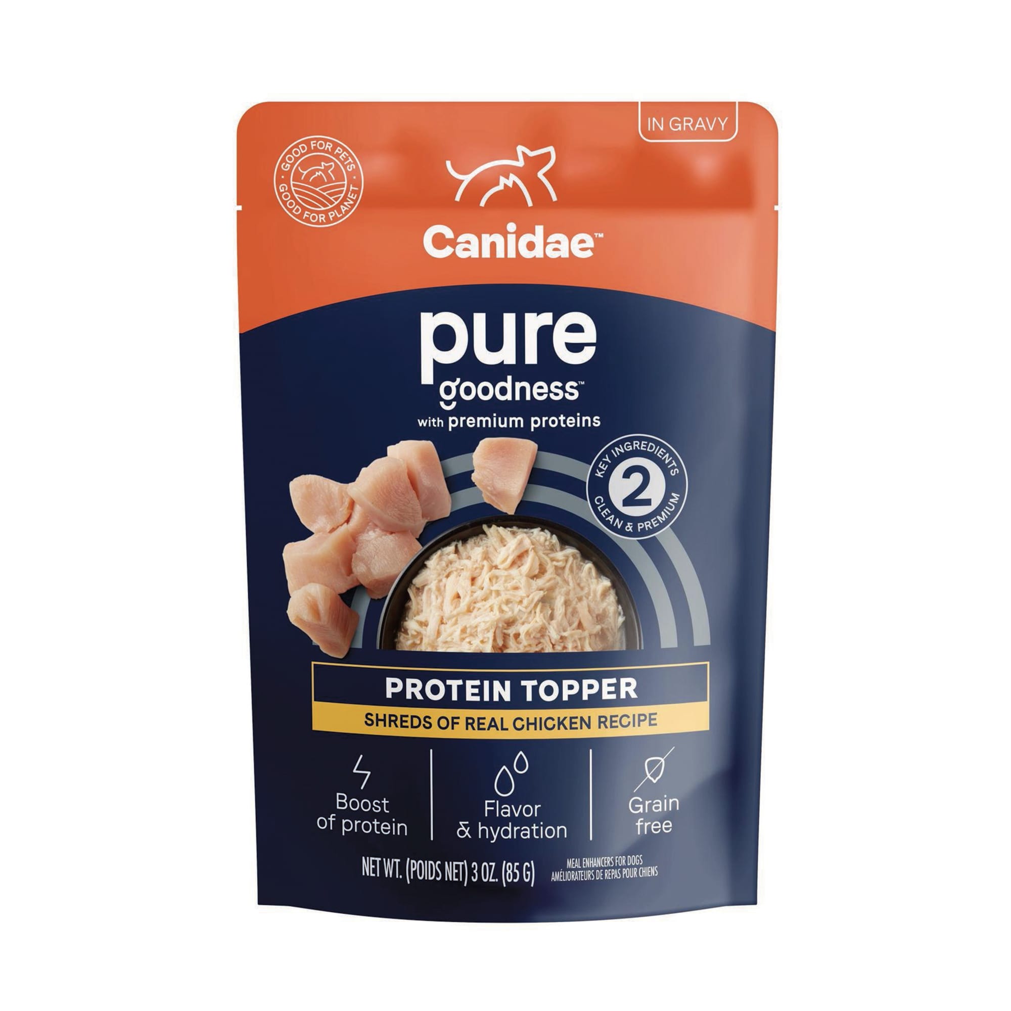 Canidae Pure Shreds of Real Chicken in Gravy Recipe Protein Topper Wet ...
