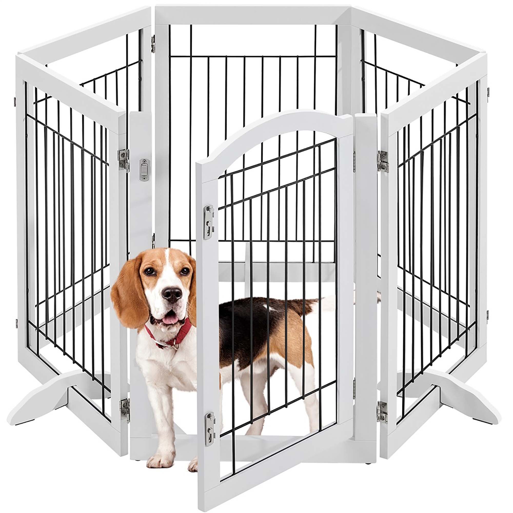 Topeakmart White 6-Panel Pet Gate, 0.7" L X 21" W X 32" H | Petco