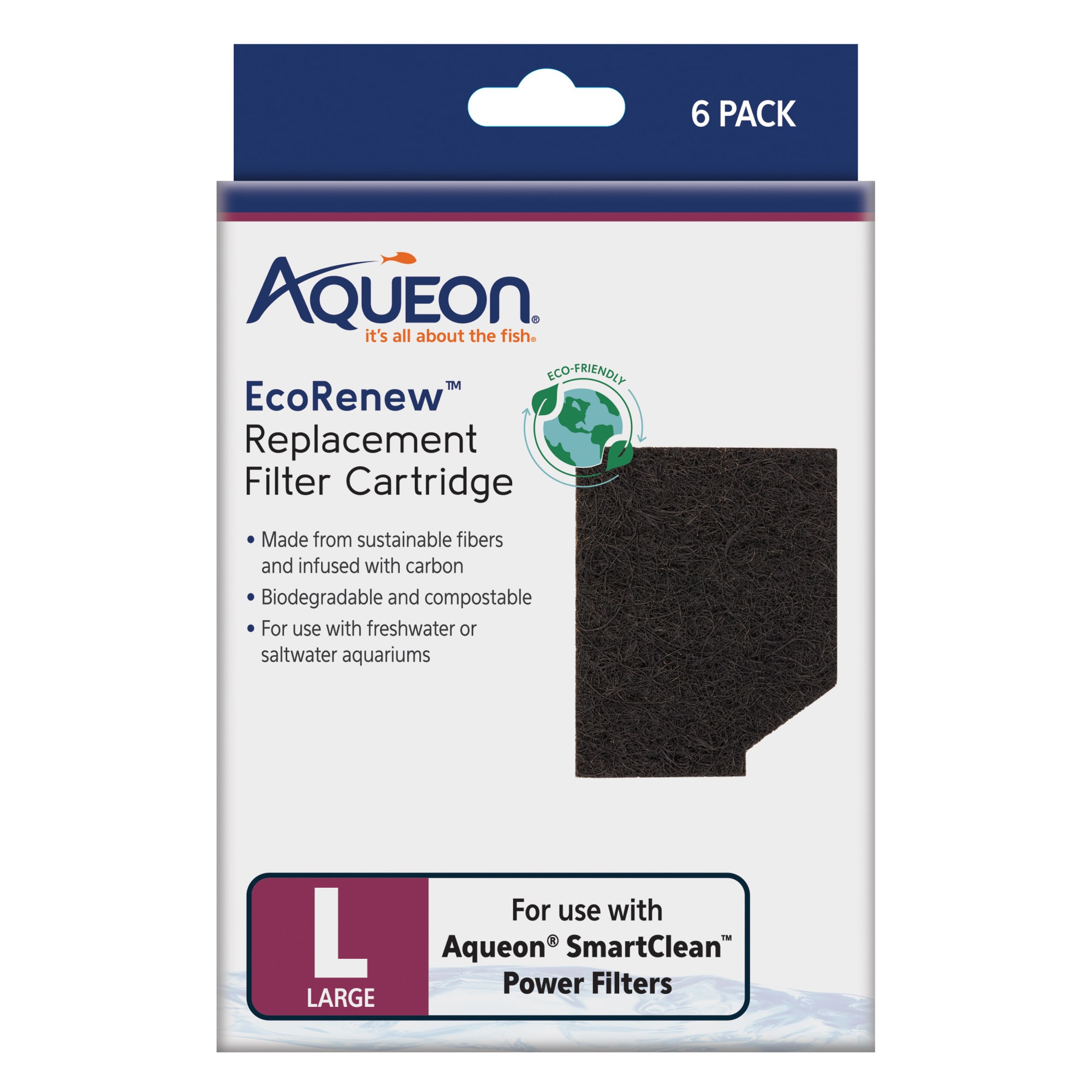 Aqueon EcoRenew Filter Cartridges, Large, Pack of 6 | Petco