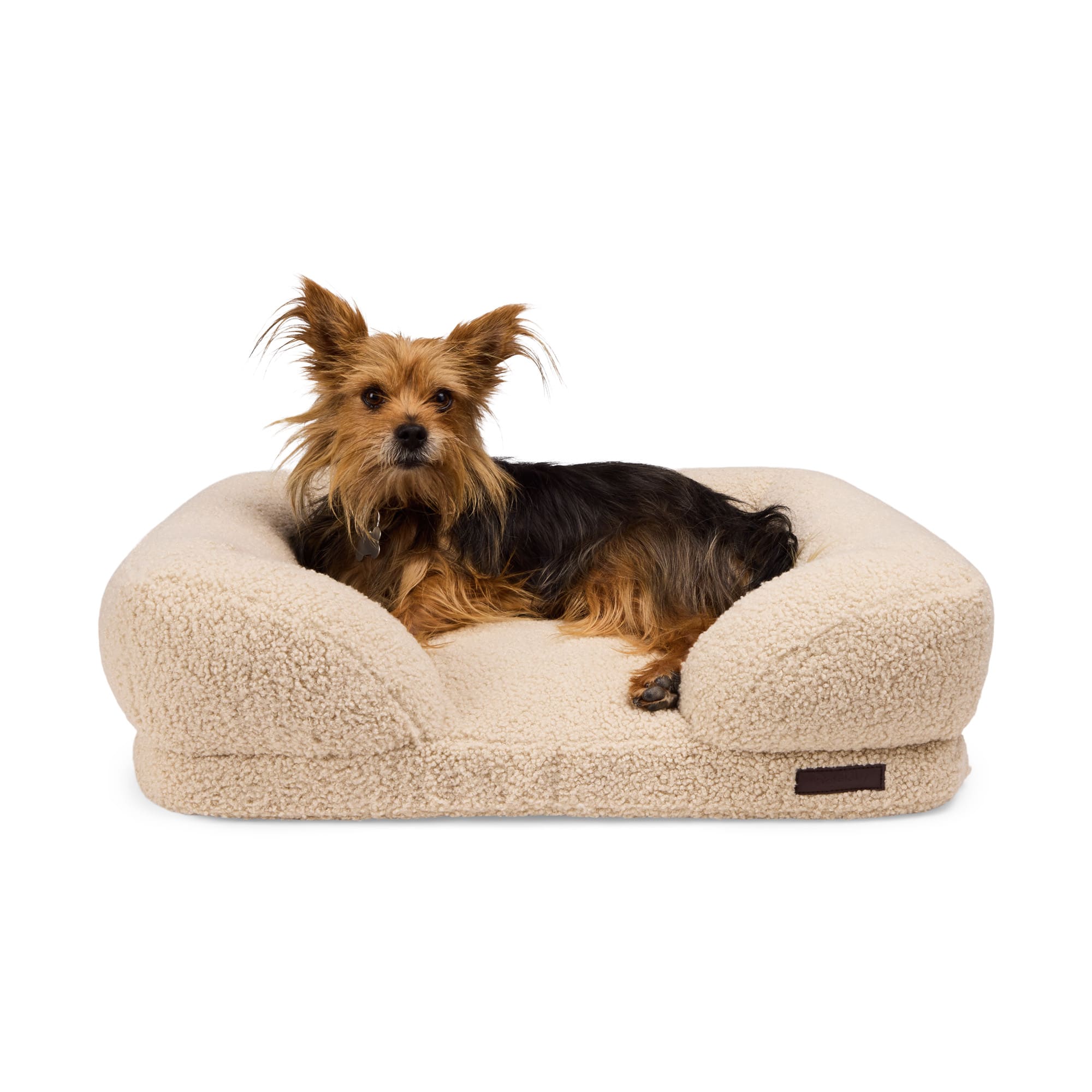 Reddy Faux Shearling Dog Bed, 24" L X 18" W X 6" H, Tan | Petco