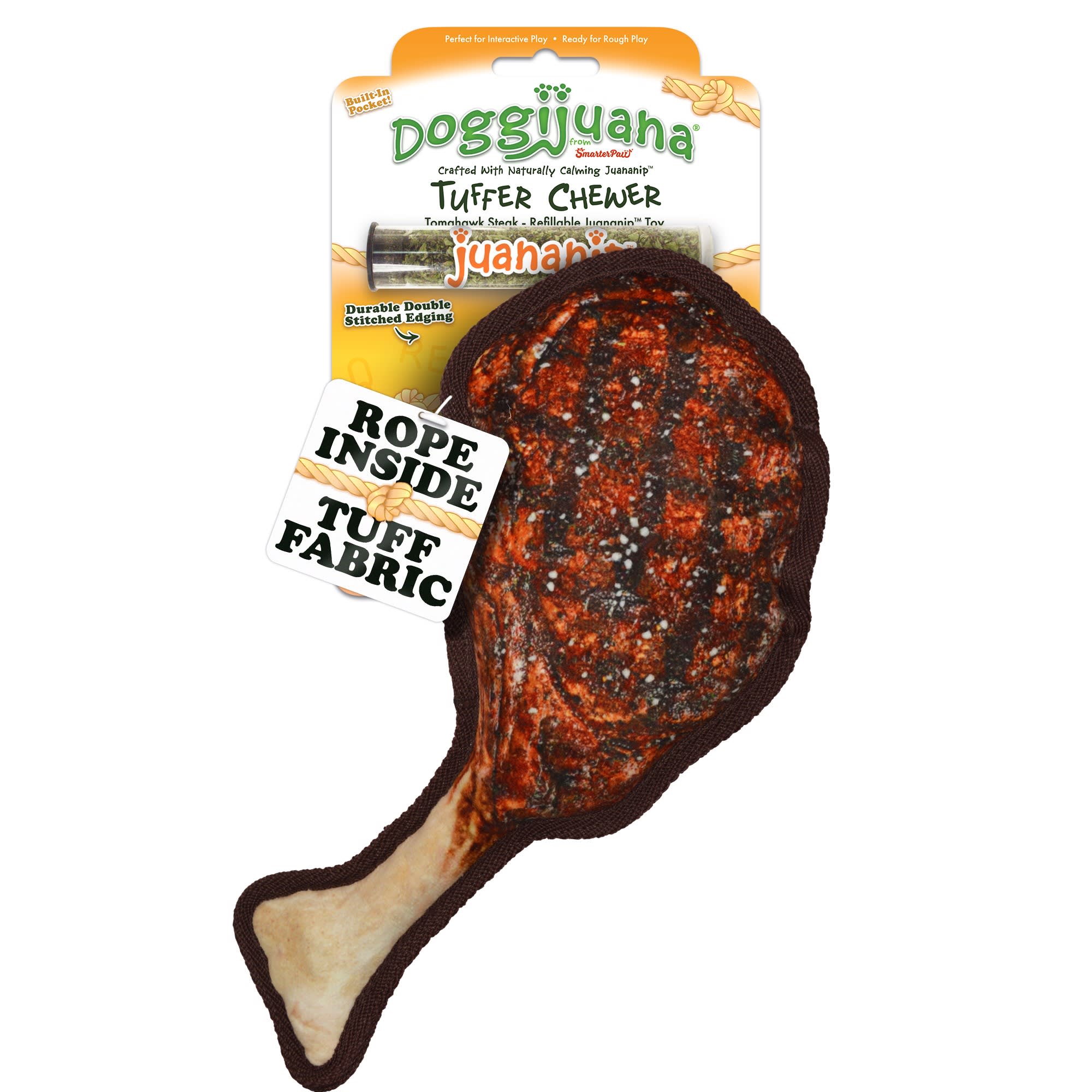 Doggijuana Tuffer Chewer Refillable Tomahawk Steak Dog Toy, Small | Petco