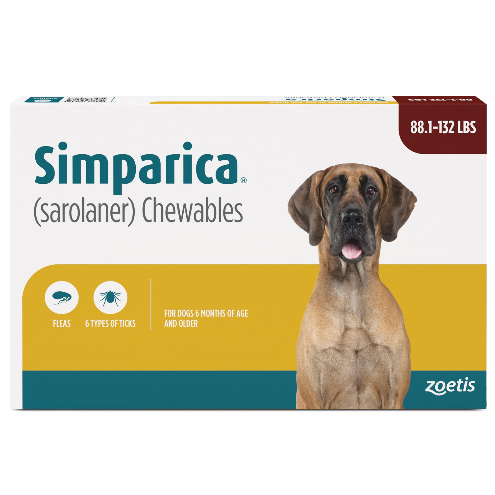 Simparica Chewable for Dogs 88.1-132 lbs., 1 Month Supply | Petco