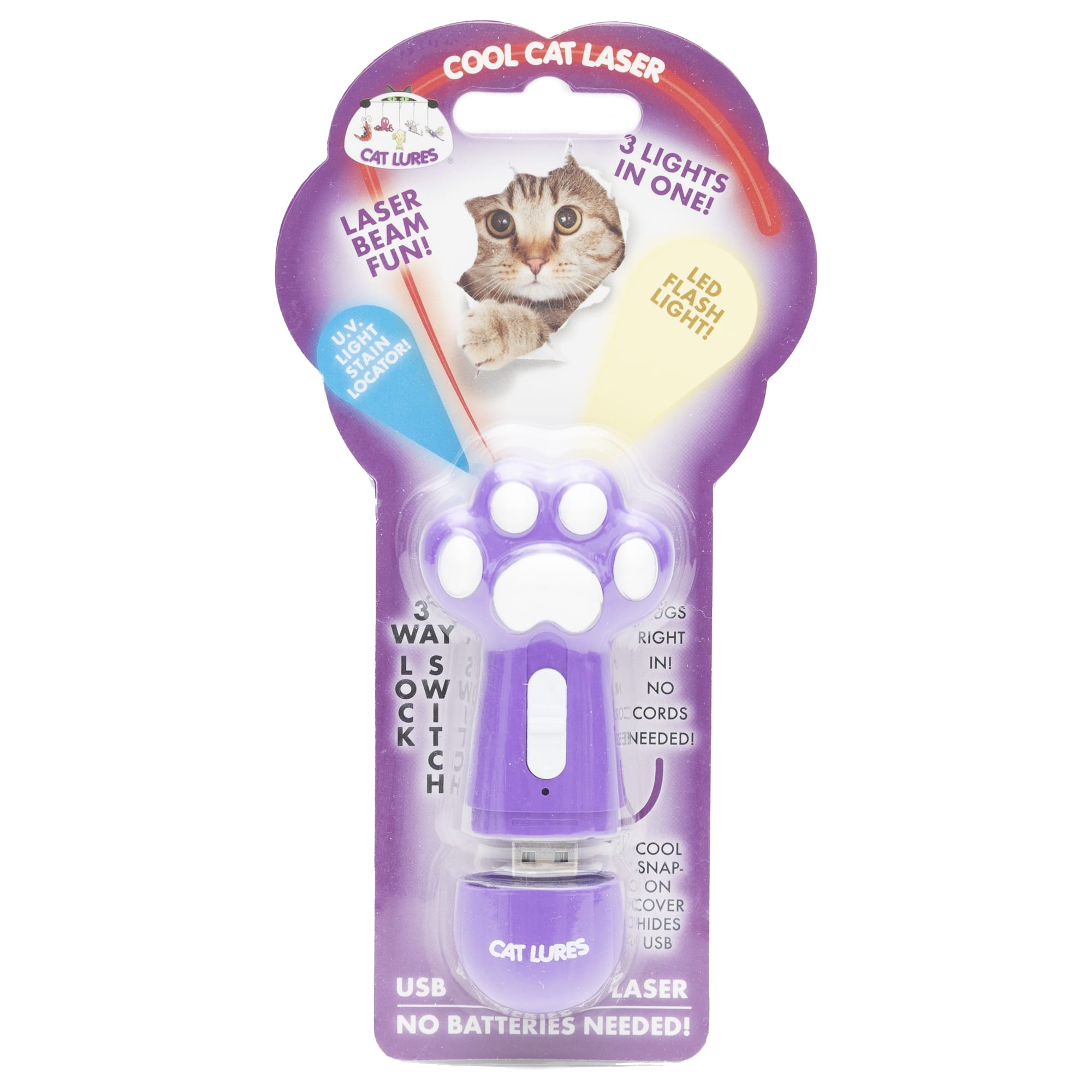Cat Lures 3in1 USB Charged Cool Cat Laser Toy | Petco